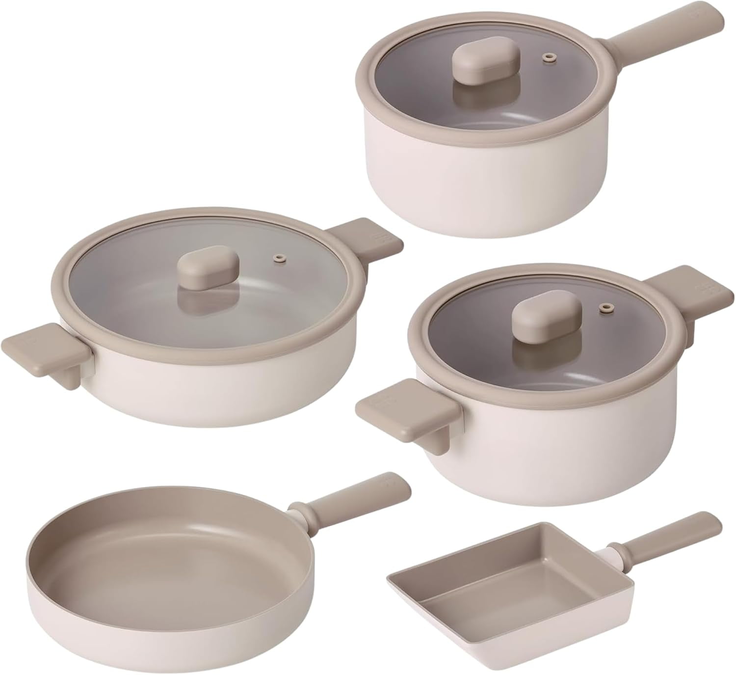 Chou Chou Kitchen Essential 8-Pieces Pot and Pan Set, Healthy Cooking ...