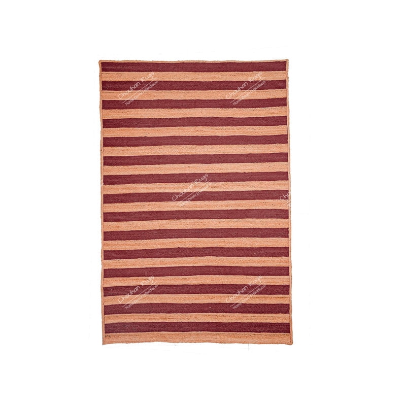 Chouhan Rugs Natural Jute Brown Striped Rug Bohemian Rug Decor Rug ...