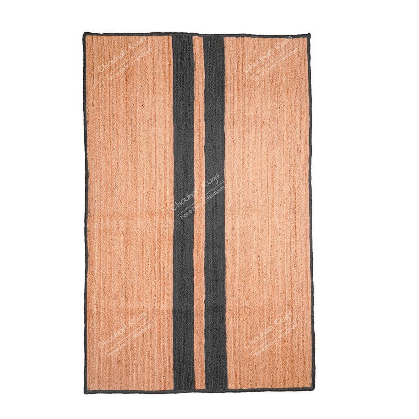 Chouhan Rugs Natural Jute Dark Grey Lined Rug Bohemian Rug Decor Rug ...