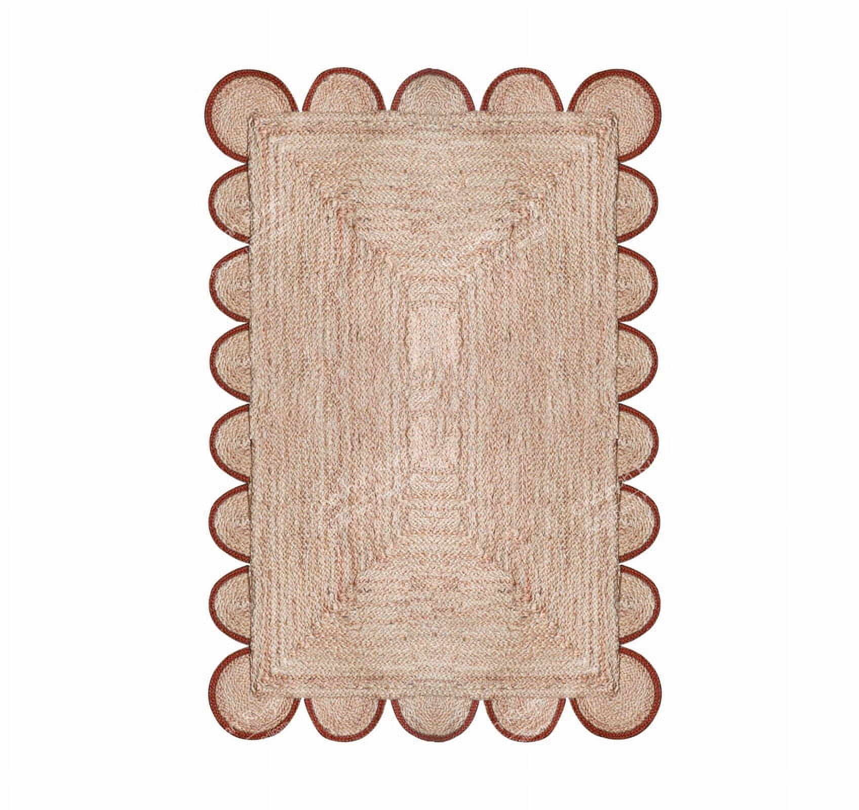 Chouhan Rugs Natural Jute Orange Scalloped Rug Bohemian Rug Decor Rug ...