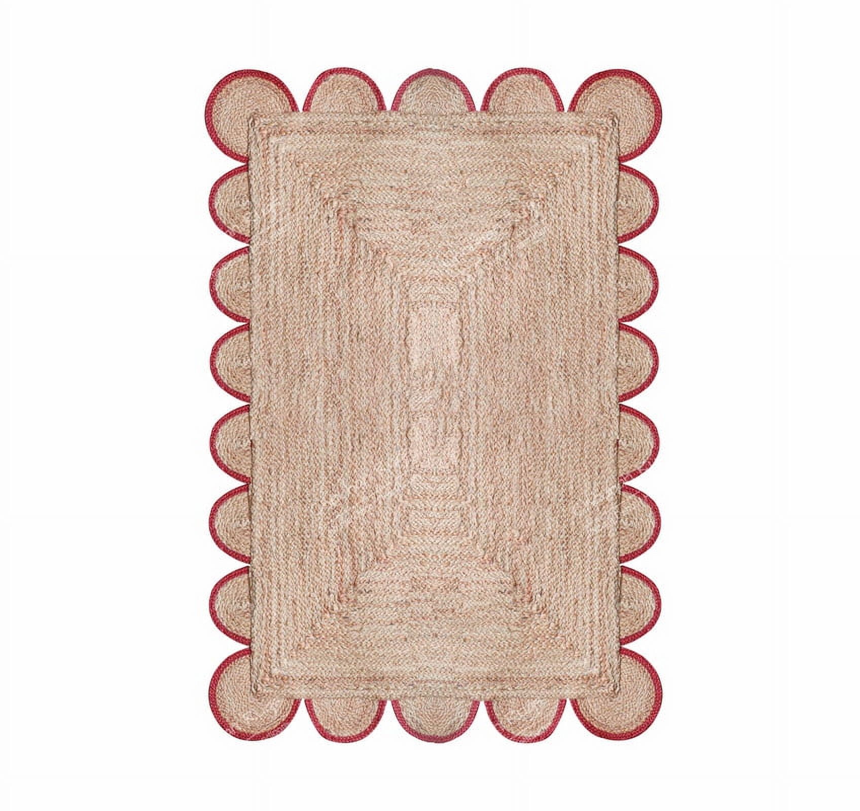 Chouhan Rugs Natural Jute Red Scalloped Rug Bohemian Rug Decor Rug ...