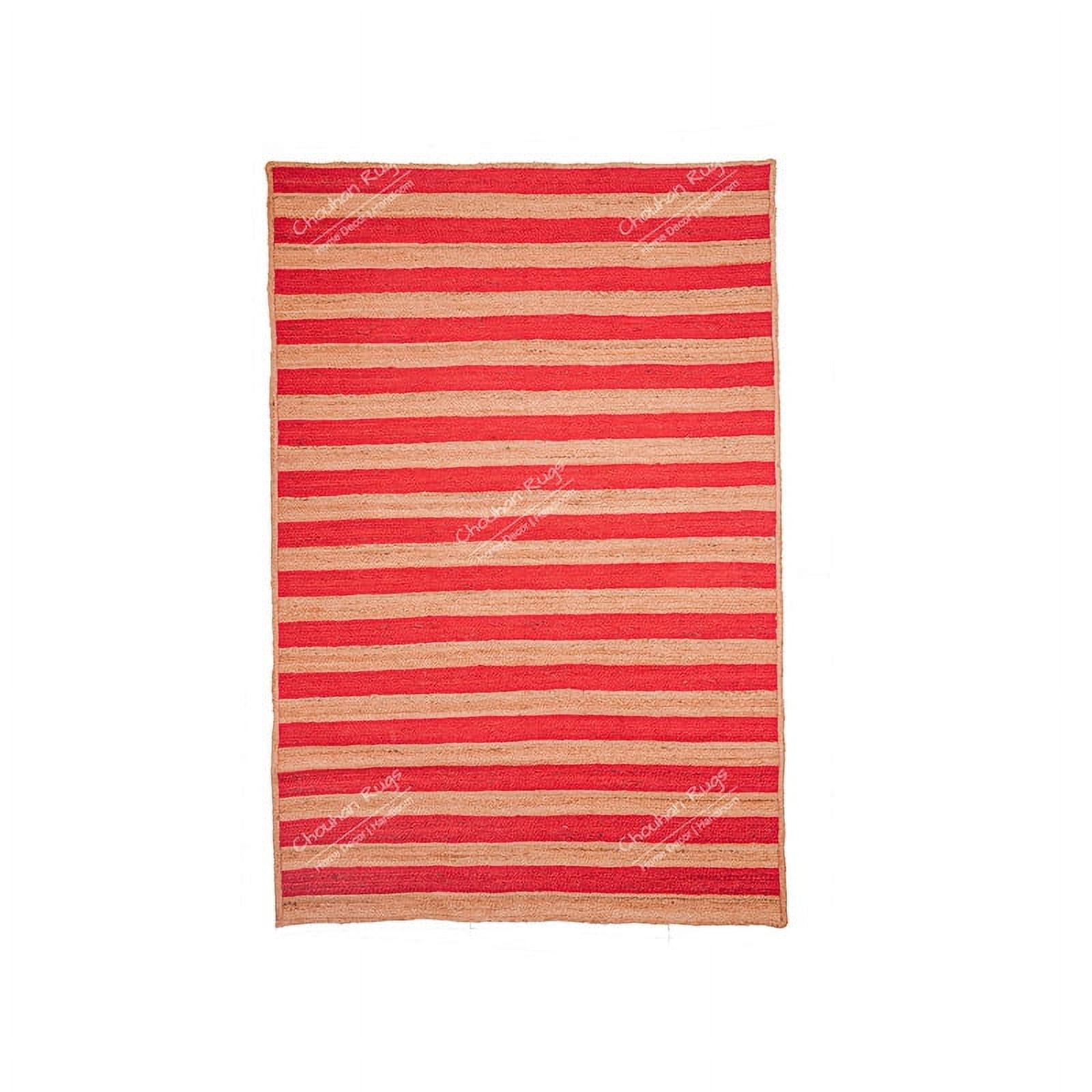 Chouhan Rugs Natural Jute Red Striped Rug Bohemian Rug Decor Rug ...