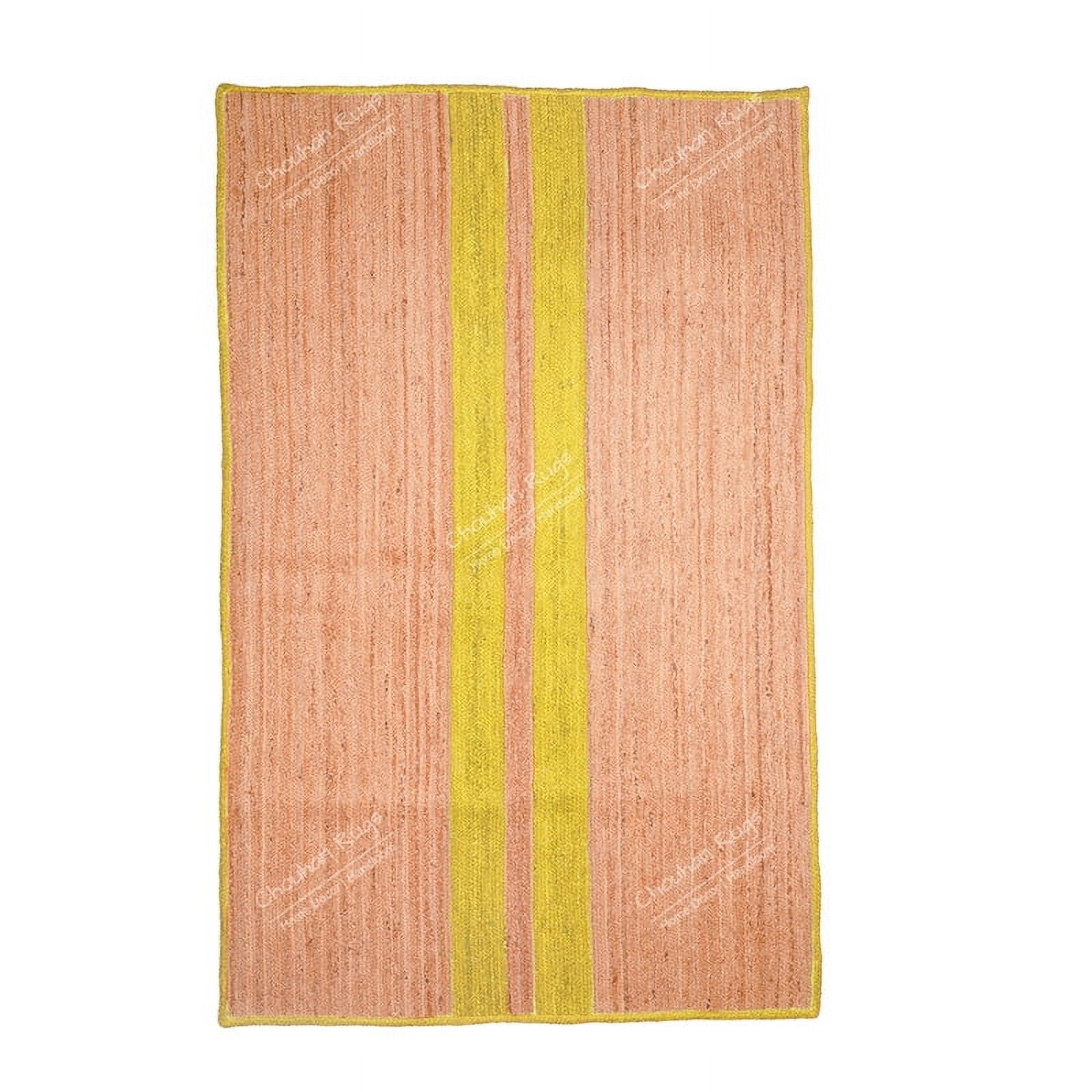 Chouhan Rugs Natural Jute Yellow Lined Rug Bohemian Rug Decor Rug ...