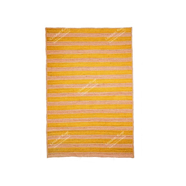 Chouhan Rugs Natural Jute Yellow Striped Rug Bohemian Rug Decor Rug ...
