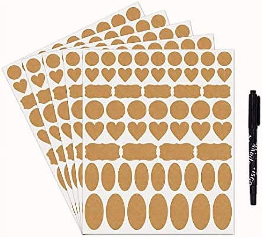 Choumia Kraft Labels Stickers 285 Self-Adhesive Removable Jars Labels ...