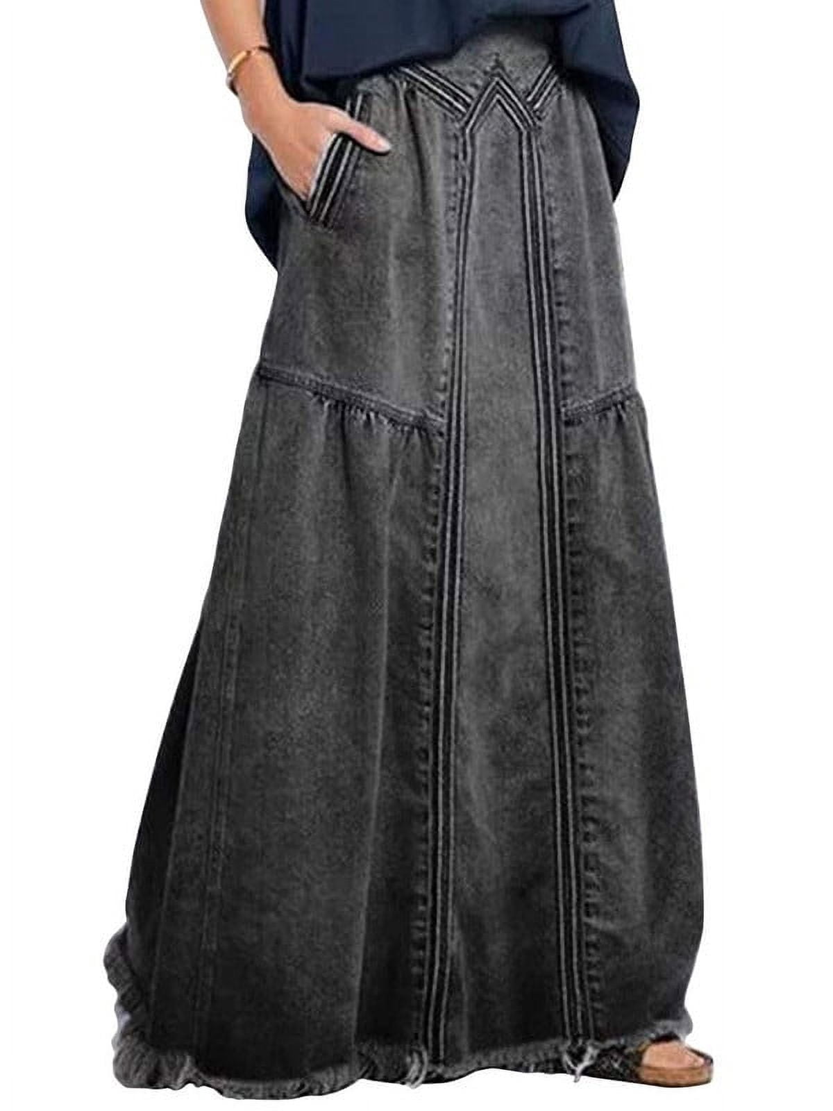 Chouyatou Women's Casual Elastic Waist Frayed Hem A-Line Distressed ...