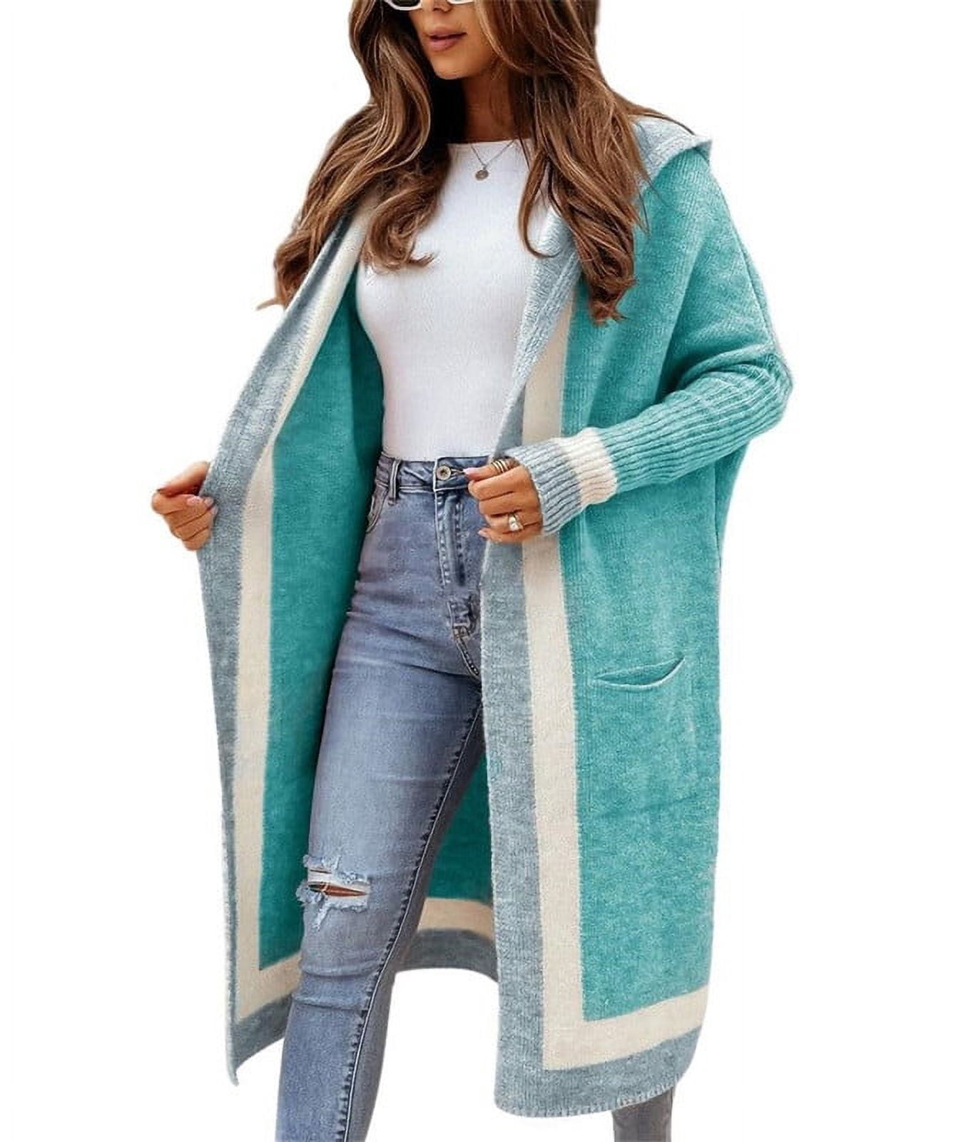 Chouyatou Women's Color Block Vertical Striped Open Front Oversized ...