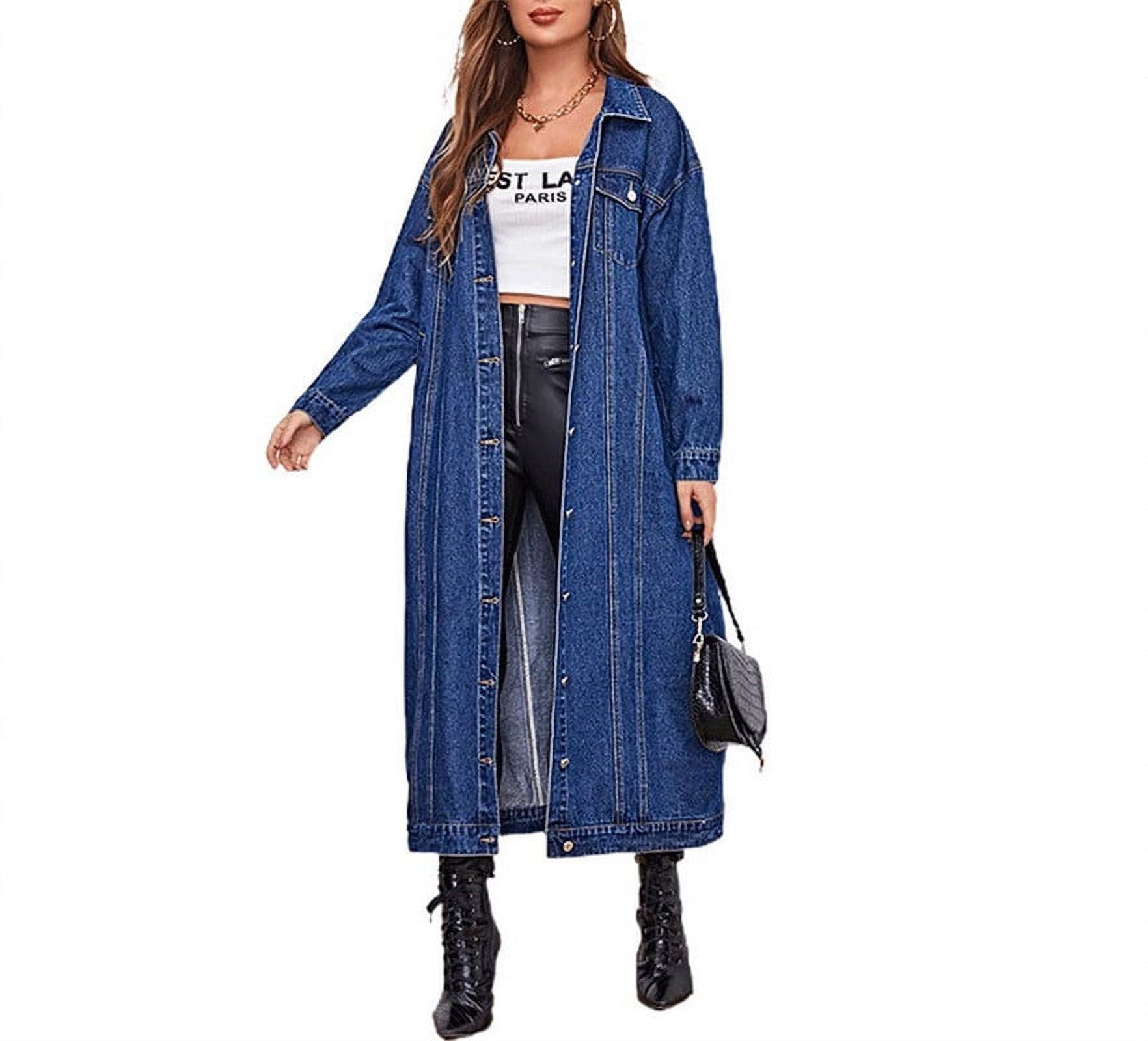 Chouyatou Women's Fashion Spring Button Down Midi Long Denim Jean ...