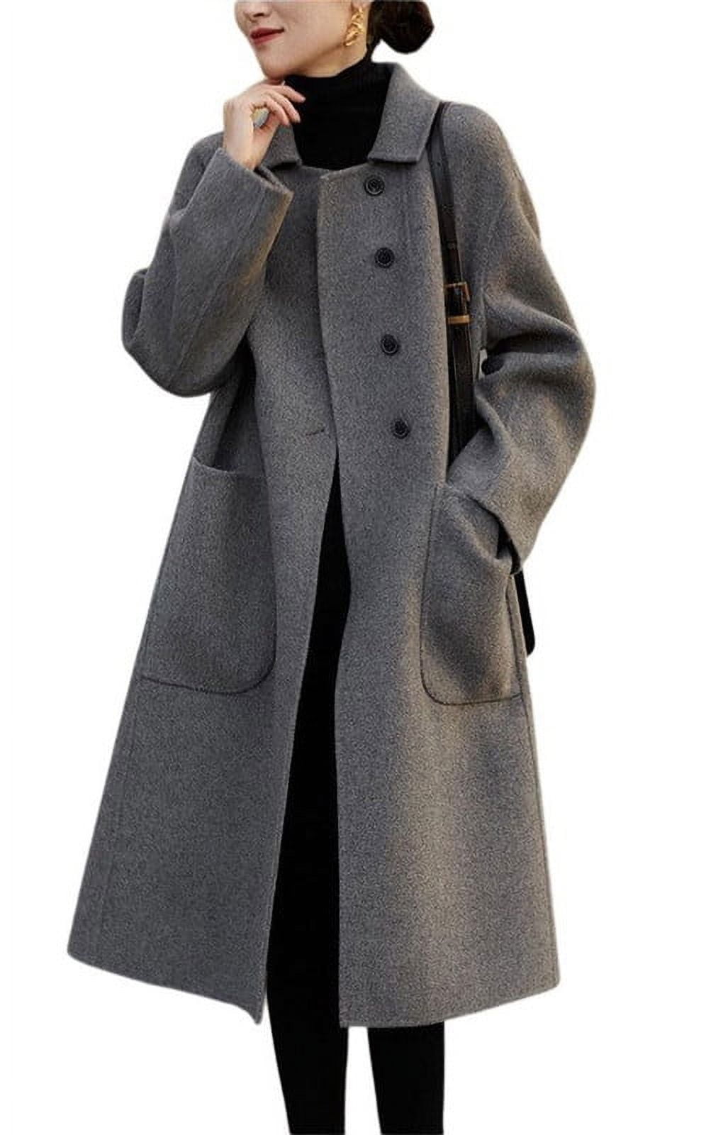 Chouyatou Women's Winter Wool Coat Single Breasted Business Casual Midi ...