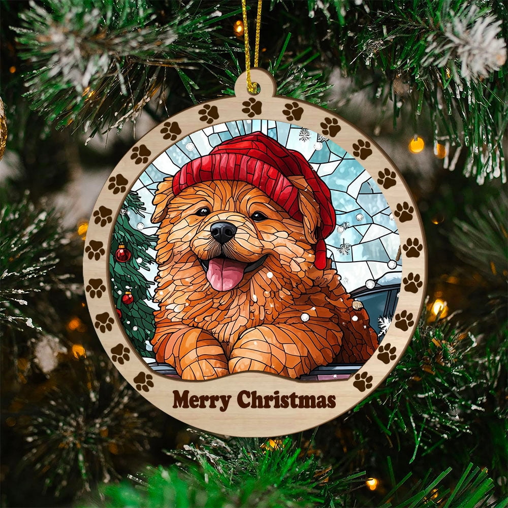 Chow Chow Christmas Dog Ornament, Chow Chow Dog Stained Glass, Chow ...