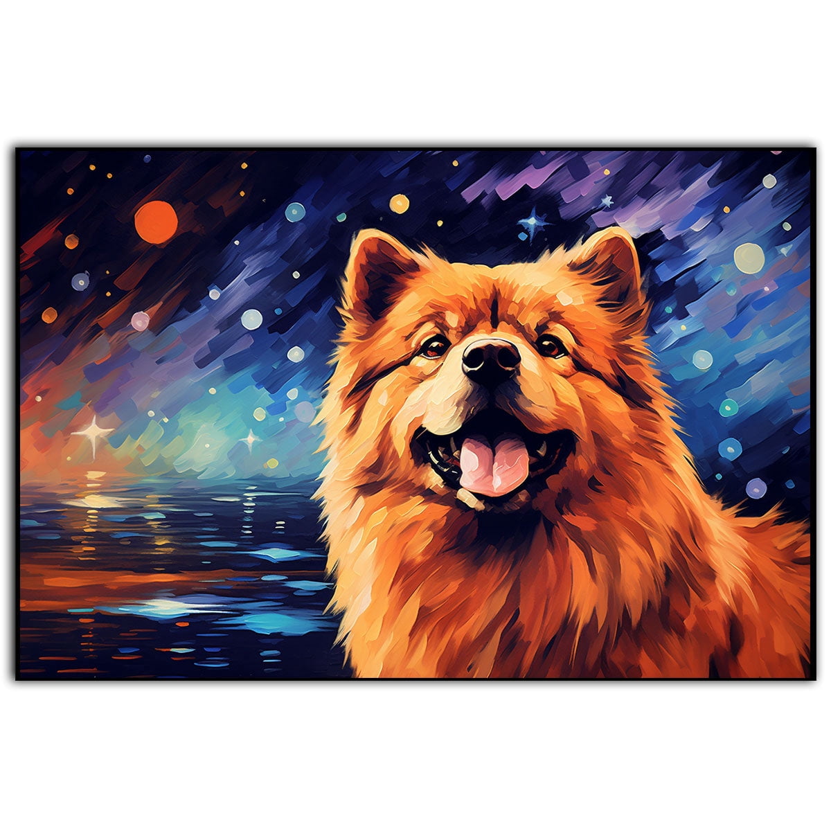 Chow Chow Dog Canvas Prints of Starry Night Paintings Reproduction Post ...