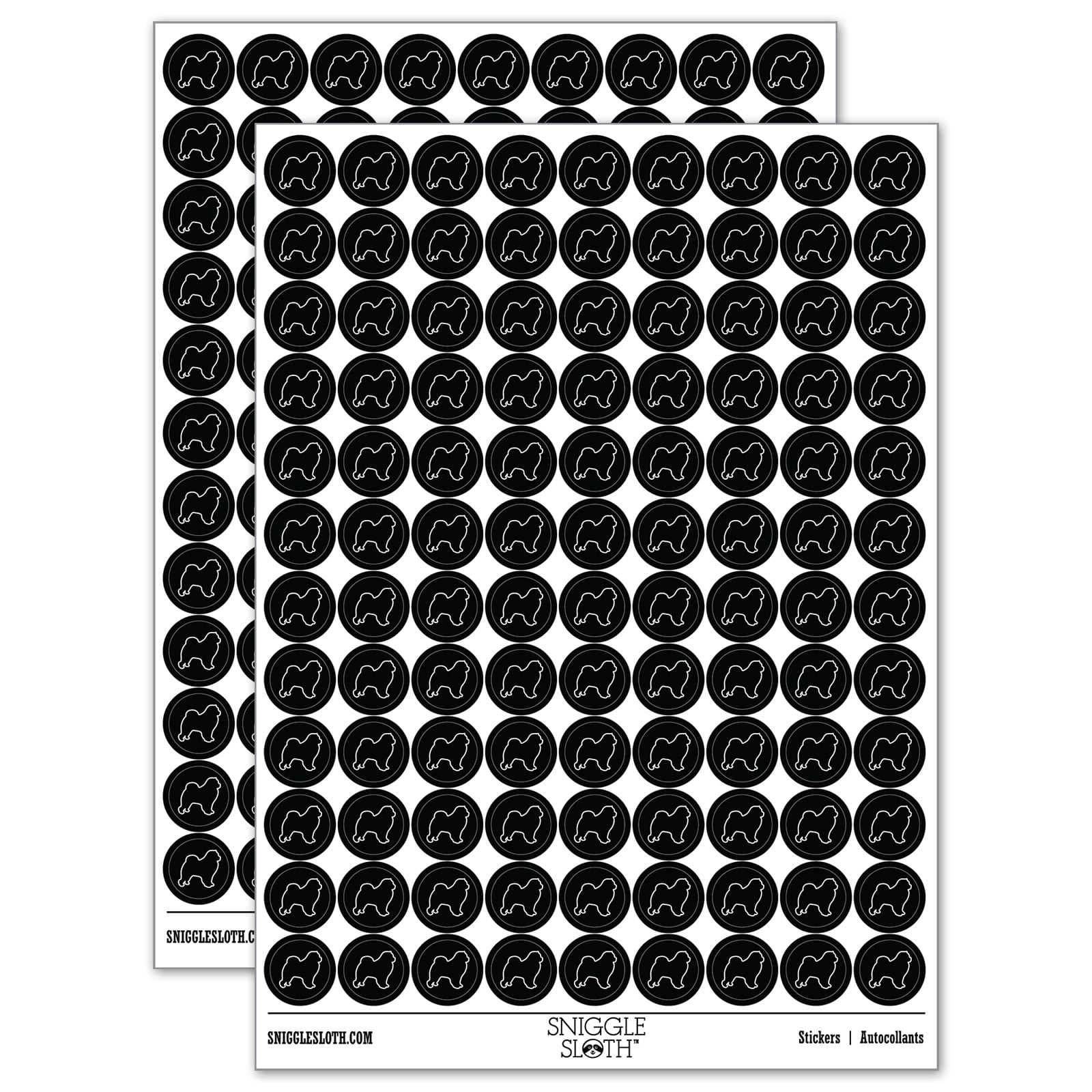 Chow Chow Dog Outline 200+ Round Stickers - Black - Matte Finish - 0.50 ...