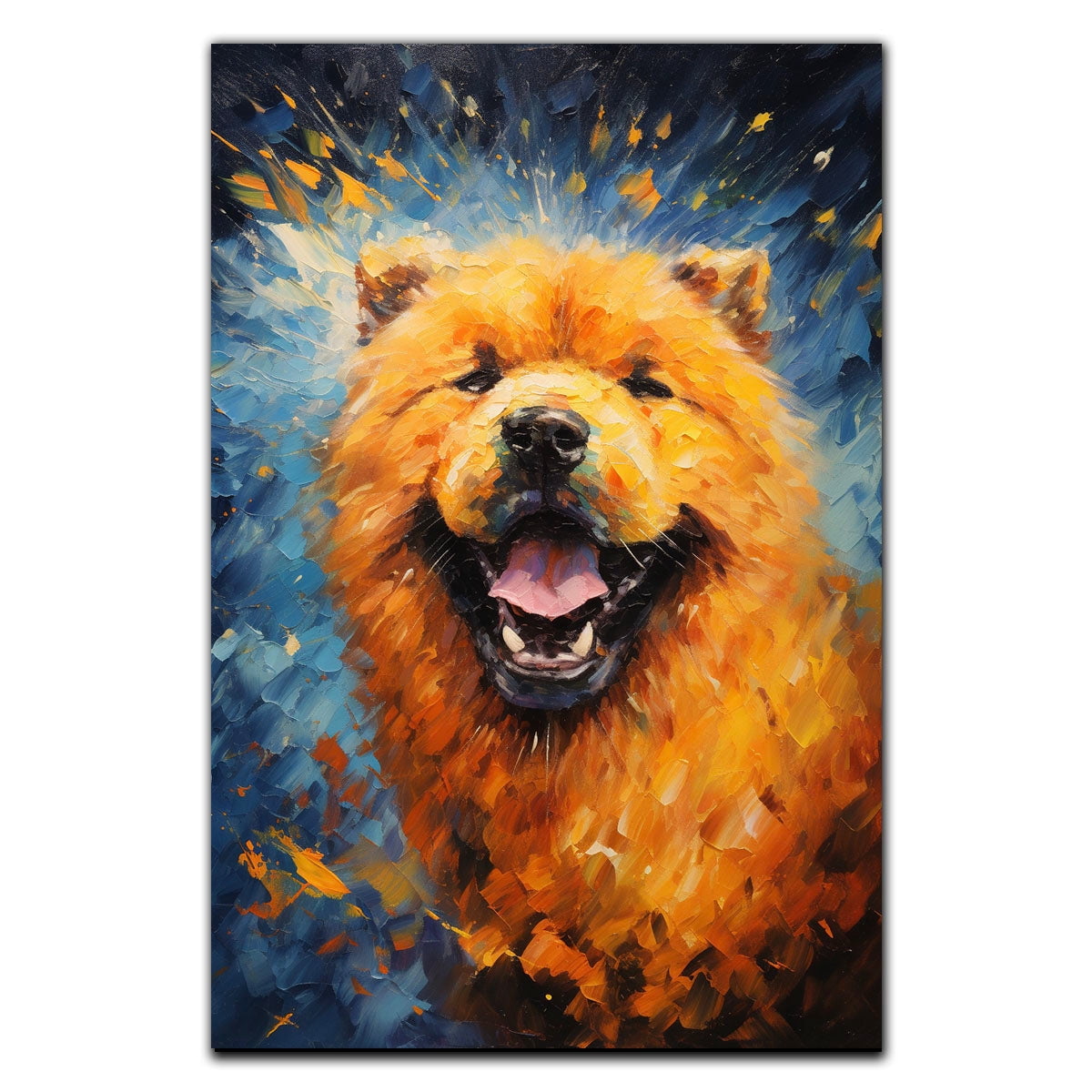 Chow Chow Dog Starry Night Van Gogh Wall Art Canvas for Living Room Oil ...