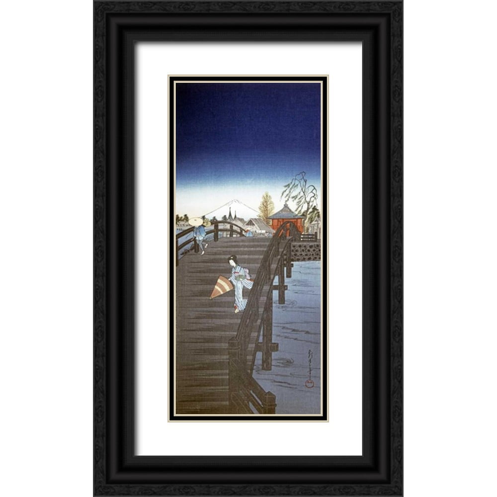 Chowka 8x14 Black Ornate Wood Framed with Double Matting Museum Art ...