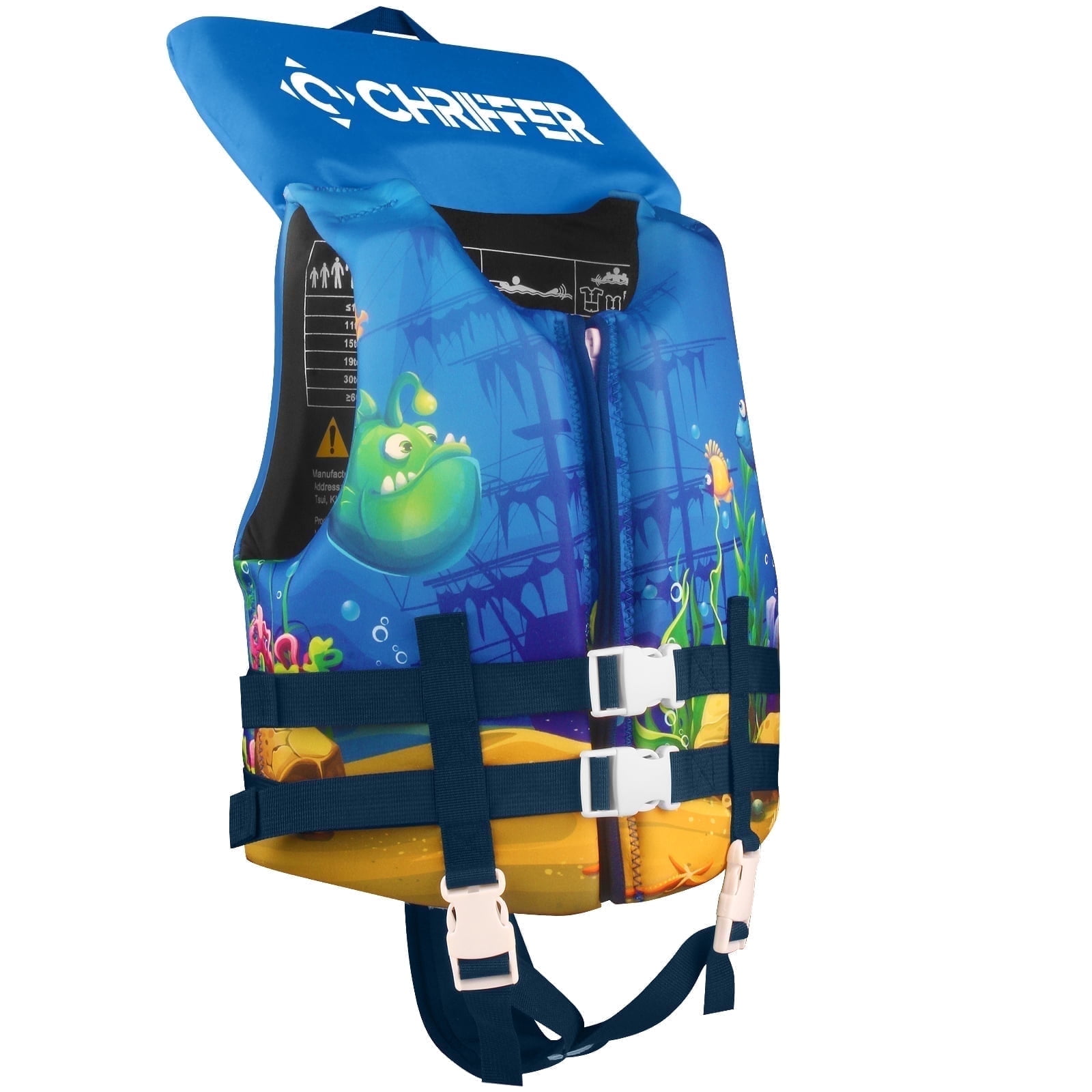 Chriffer Life Jacket with Head Support for 55-70 LBS Beach Pool Water ...