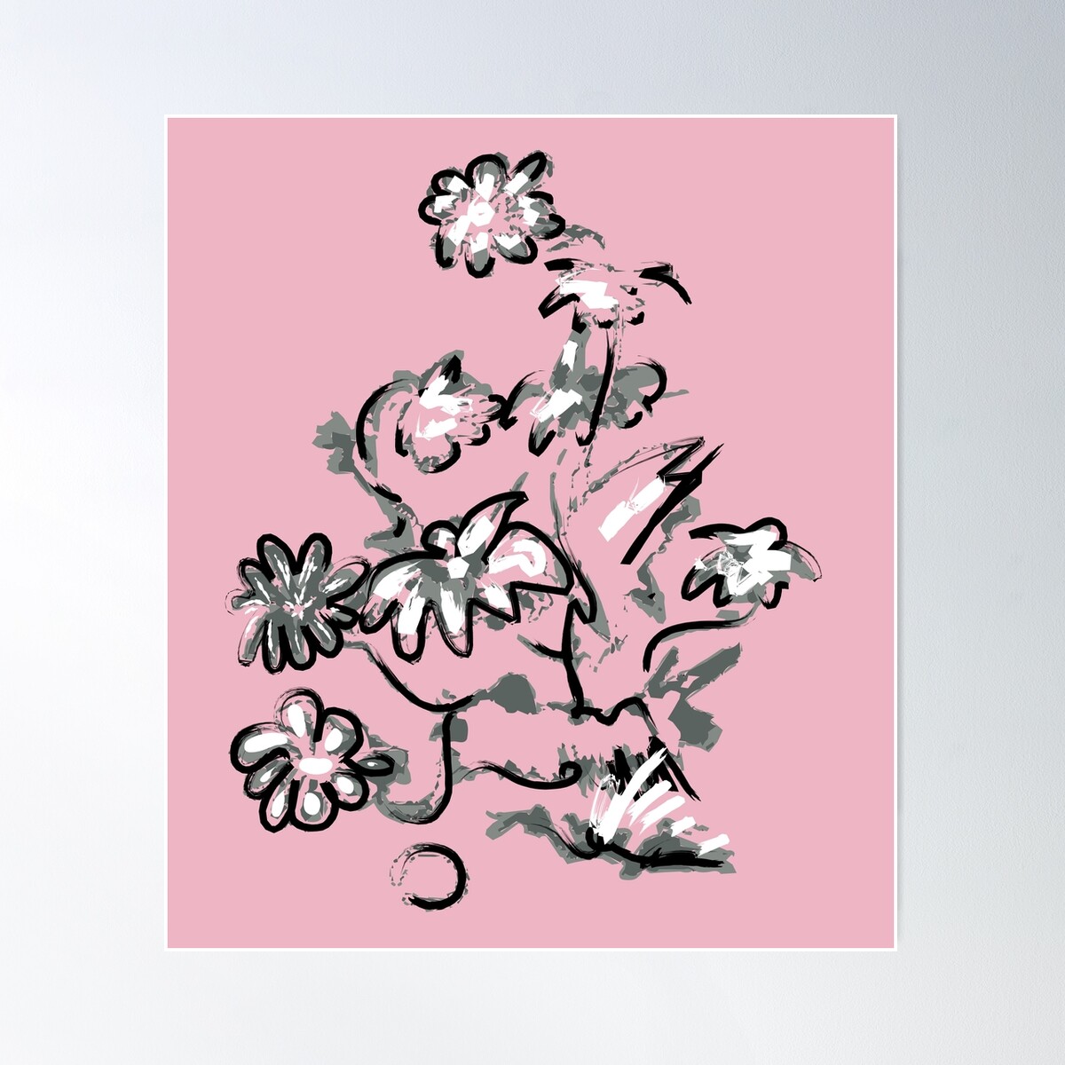 Chrimsom Flowers Poster Wall Art, Modern Wall Decor For Living Room ...