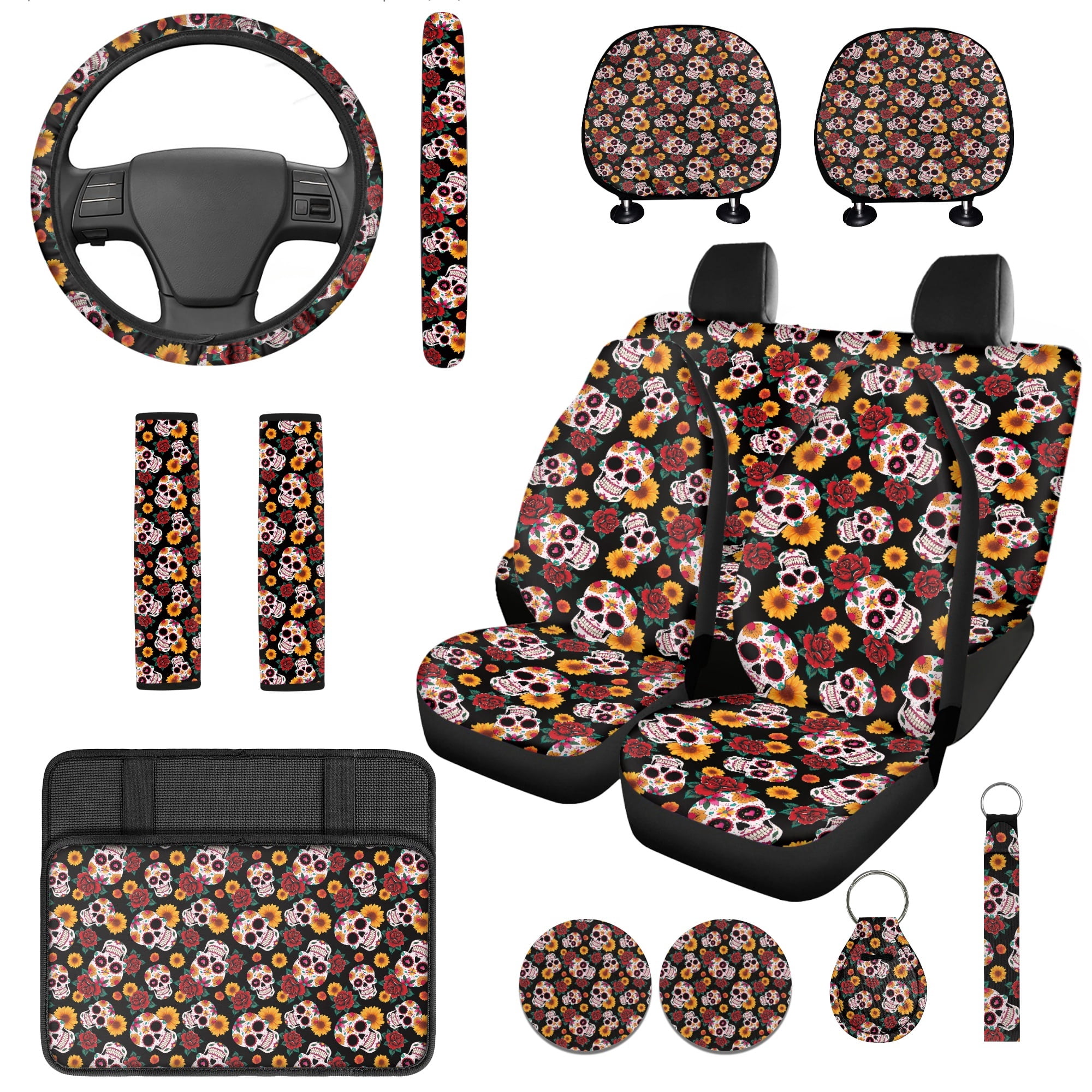Chririnla 14 Packs Auto Seat Covers Set, with Full Set Car Seat Covers ...
