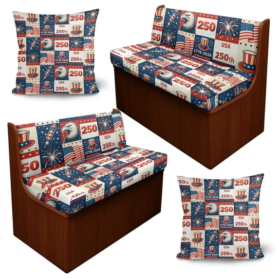 Chririnla American 250Years Plaid RV Dinette Cushion Covers with ...