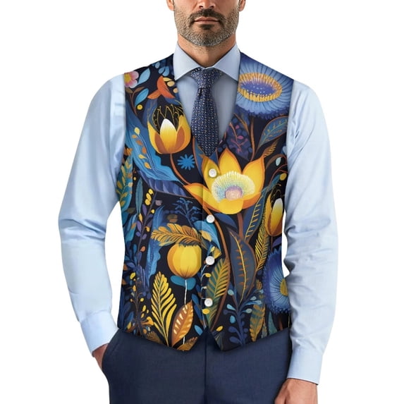 Chririnla Artistic Flower Vest for Mens 2025 Formal Dress Waistcoats ...