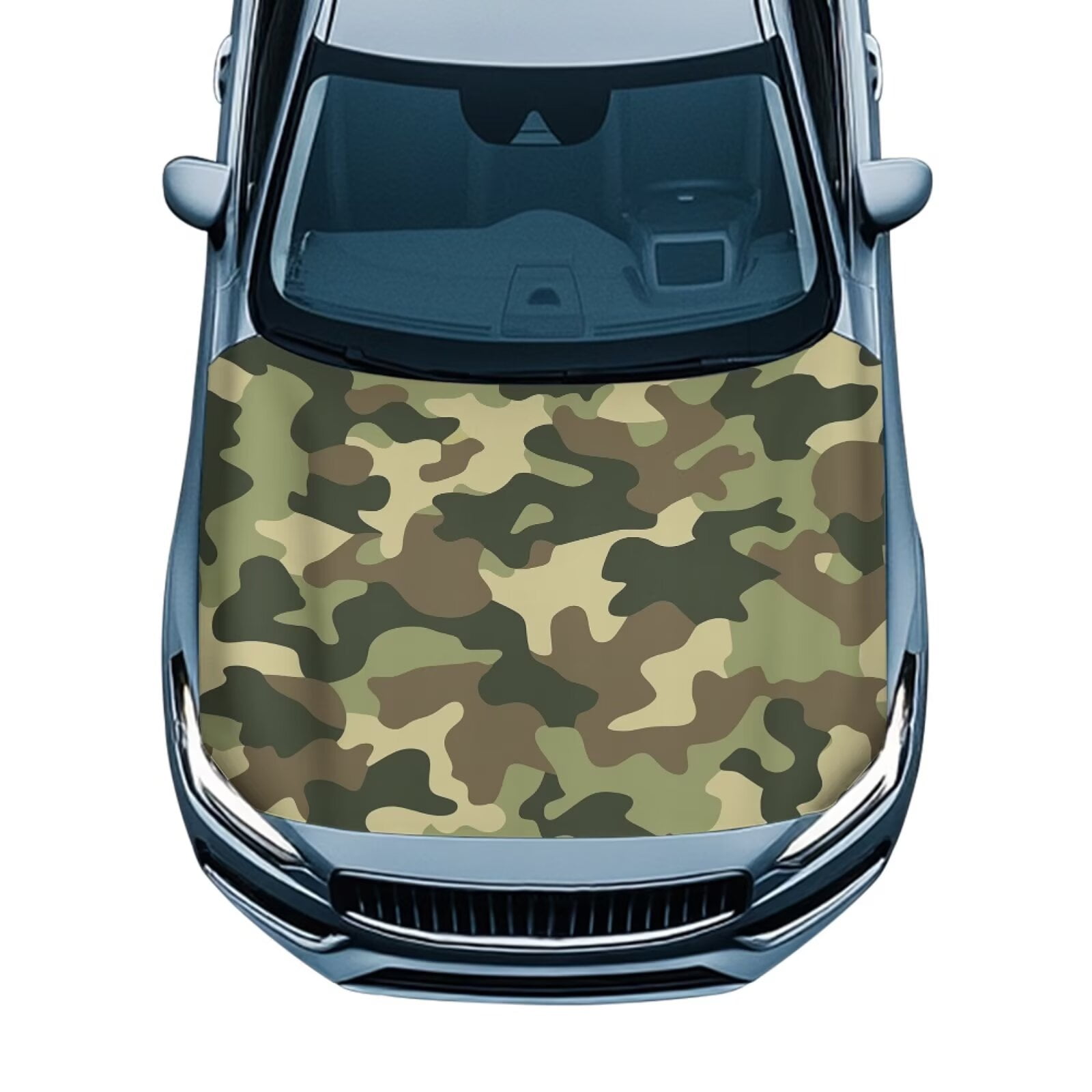 Chririnla Auto Hood Cover Decorations Green Camo Car Hood Cover ...