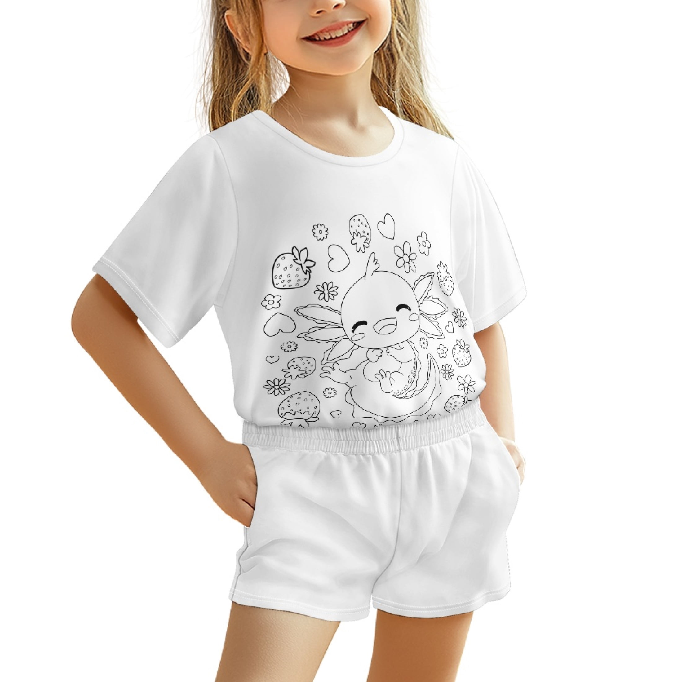 Chririnla Axolotl Strawberry Print Kids Outfit for Summer Kindergarten ...