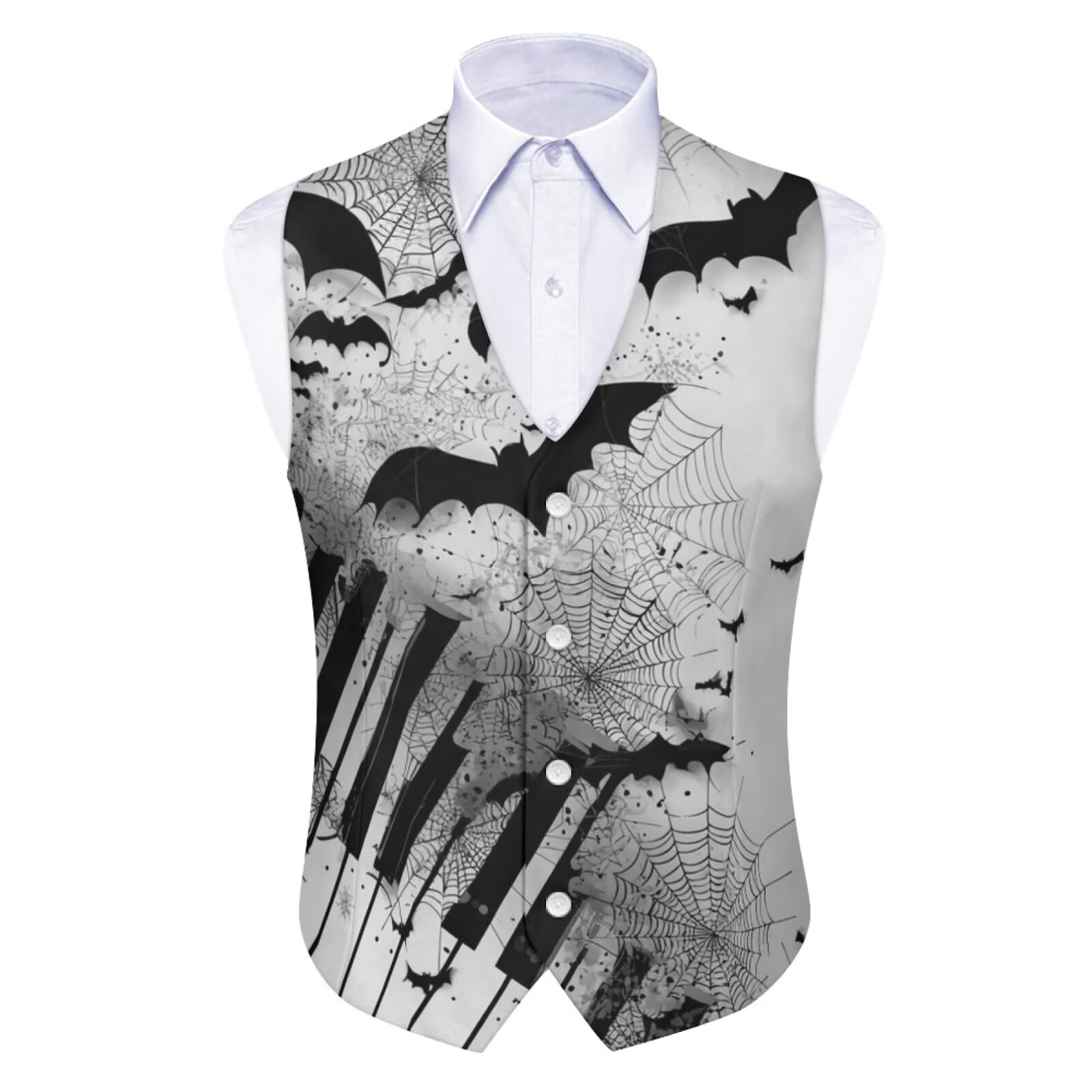 Chririnla Black Bats Piano Print Vests for Men Casual Suit Vests V ...