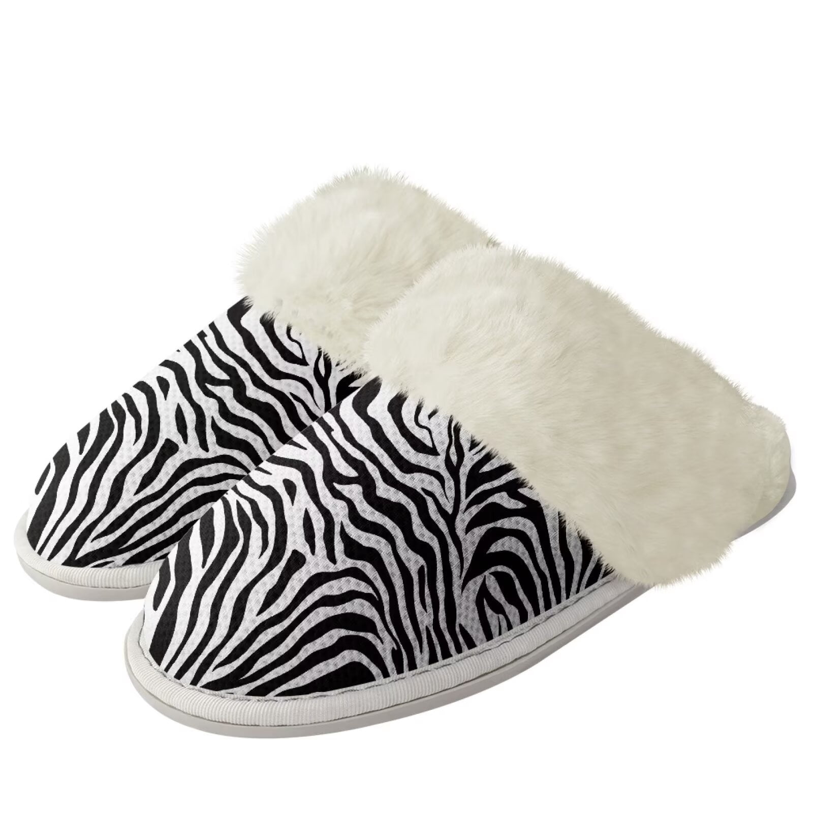 Chririnla Black & White Zebra Stripes Cotton House Slippers for Women ...