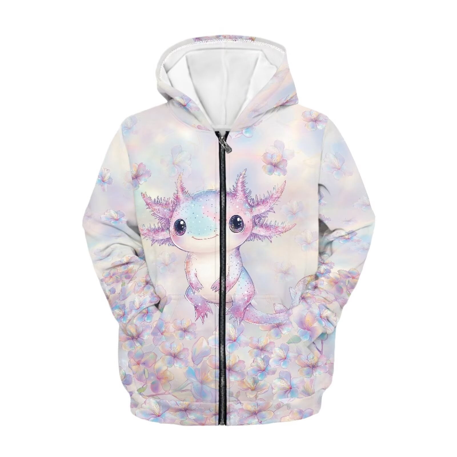 Chririnla Bling Flower Axolotl Youth Athletic Sweatshirt Zip Up Hooded ...