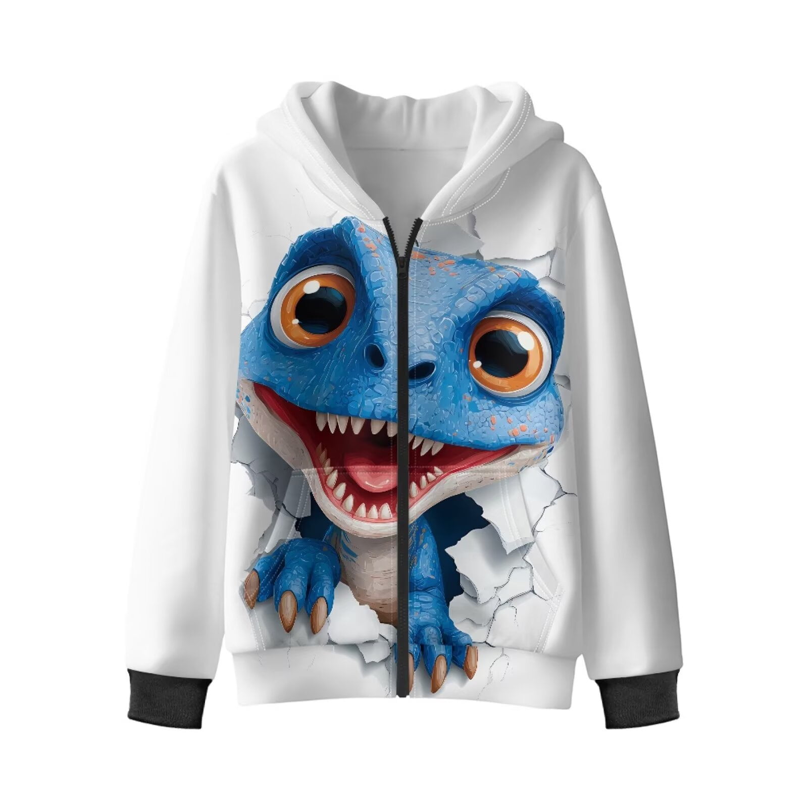 Chririnla Blue Dinosaur Fuzzy Zip Up Jacket for Girls and Teens - Fuzzy ...