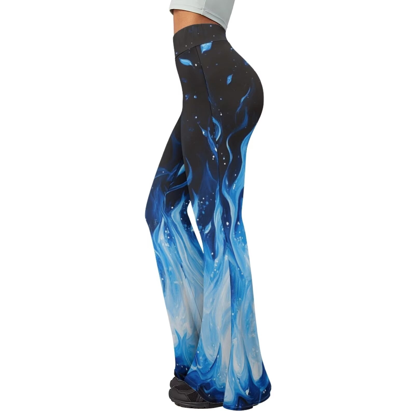 Chririnla Blue Fire Flame Women's High Waist Flare Yoga Pants Rainbow ...