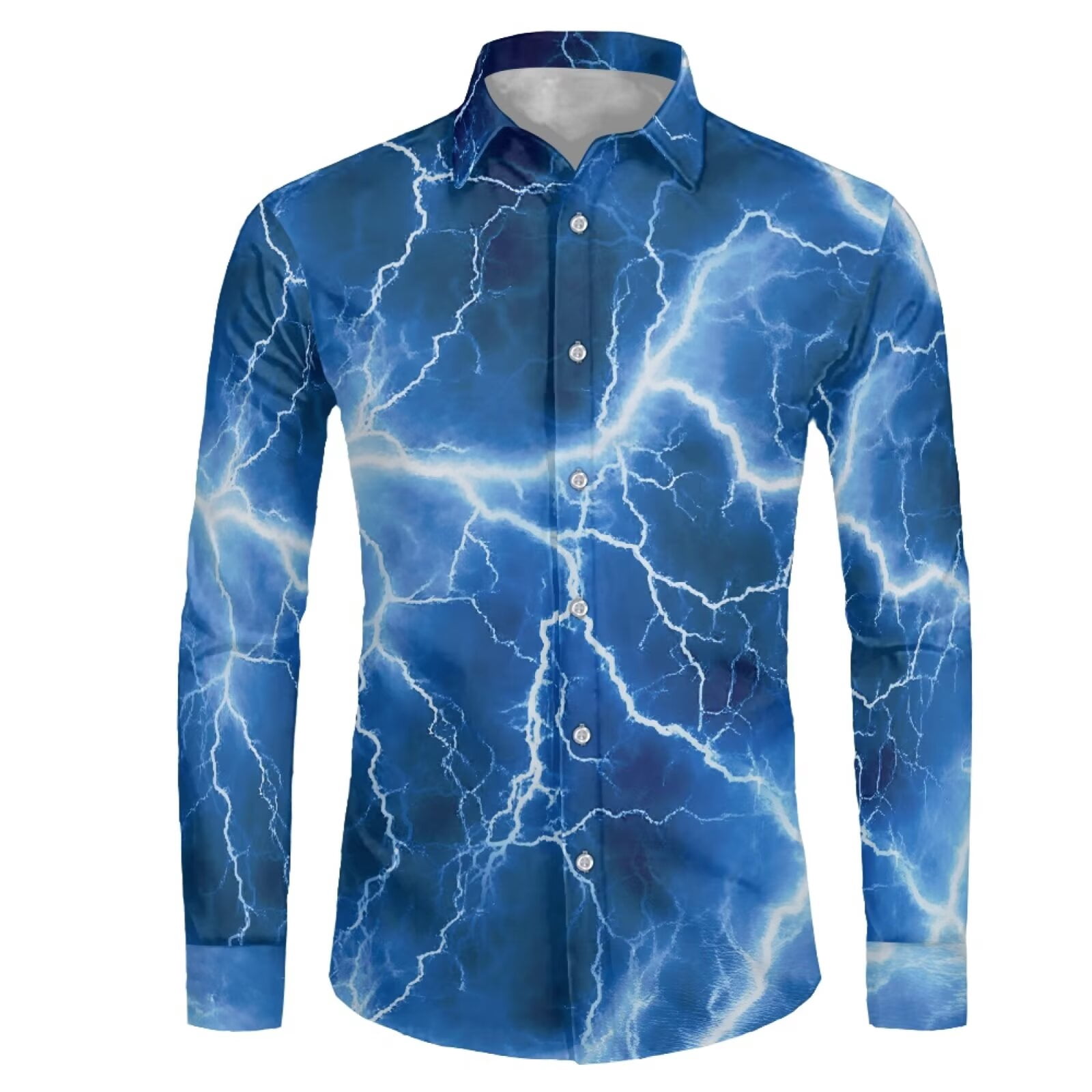 Chririnla Blue Lightning Pattern Hawaiian Shirts for Men Comfortable ...