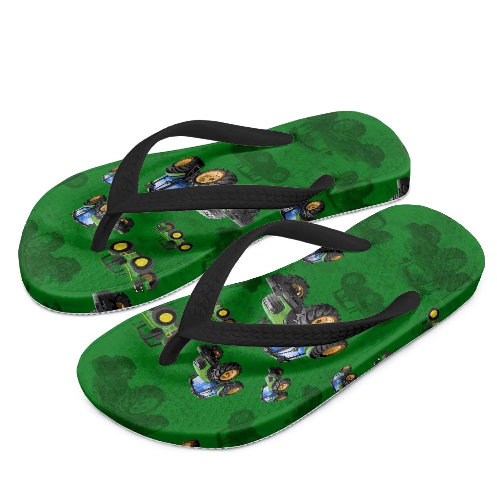 Chririnla Boy Flips Flops for Kids Cartoon Tractor Green Print Child ...