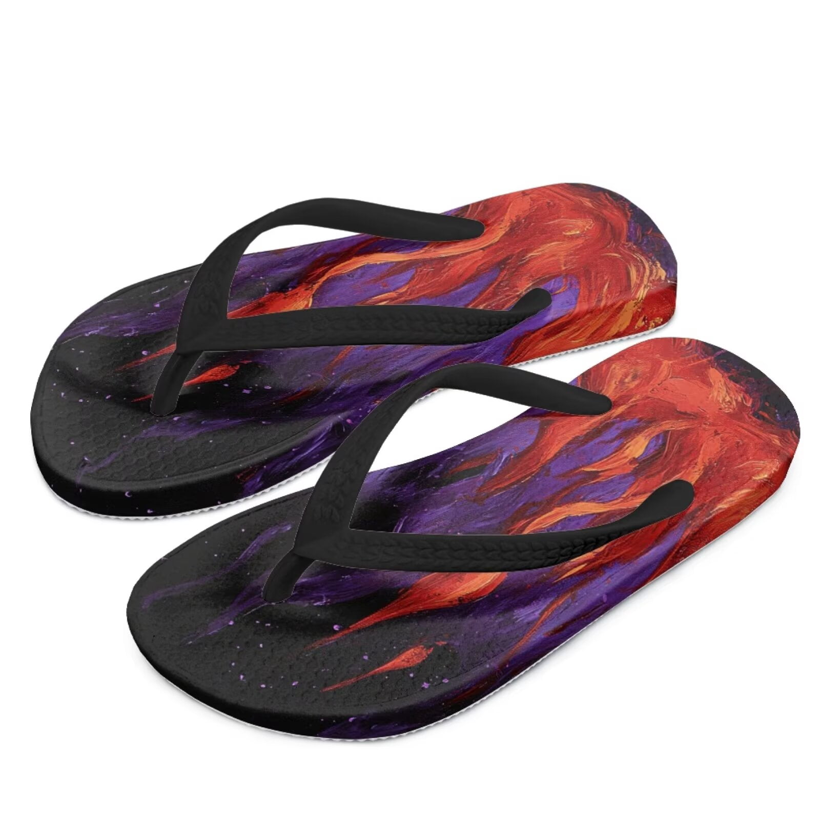 Chririnla Boys' Beach Sandal Chrercolor Flame Print Trendy Slip-on Flip ...