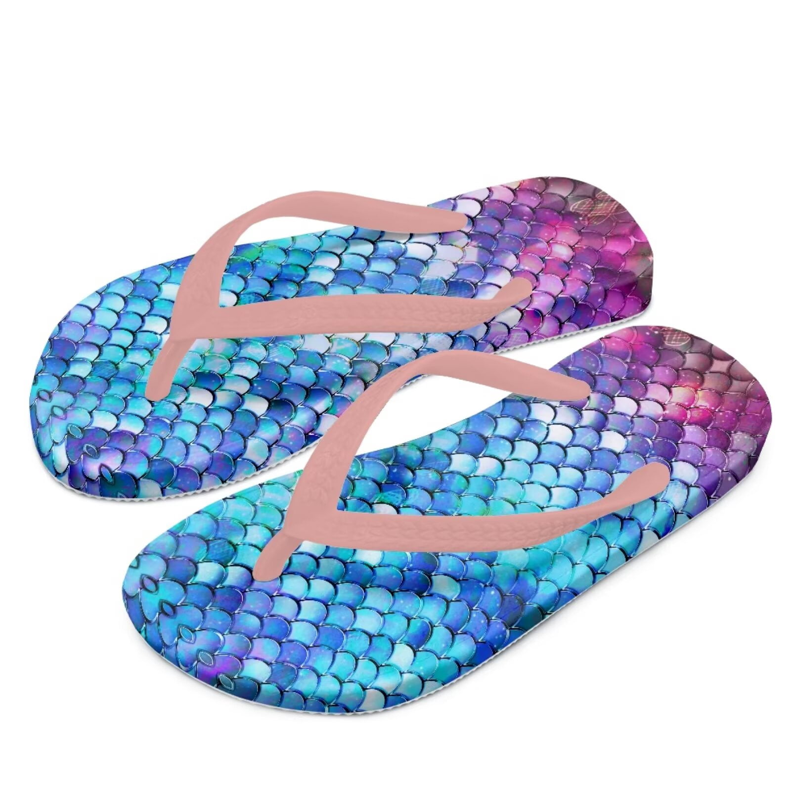Chririnla Boys' Beach Sandal Shiny Mermaid Scale Print Trendy Slip-on ...