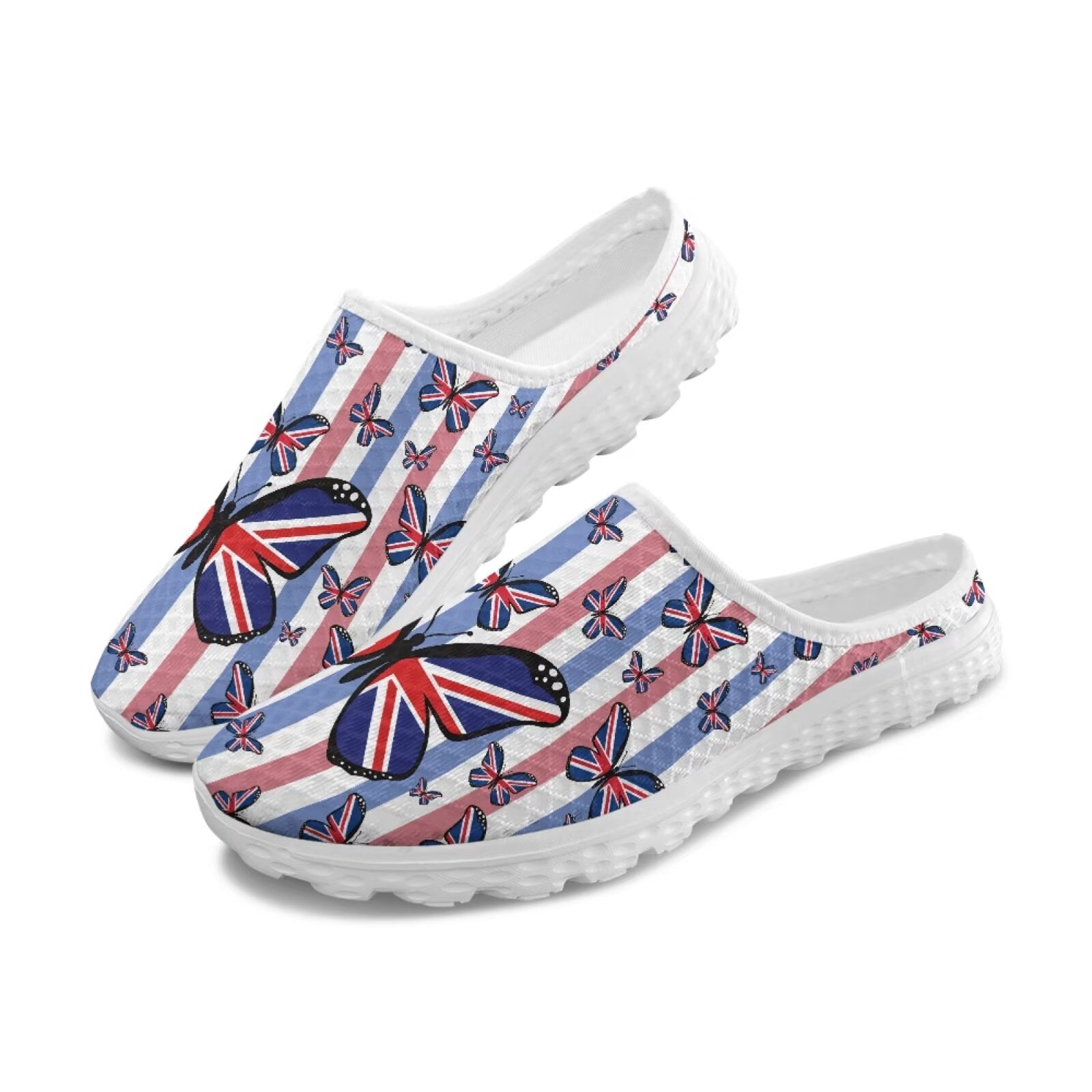 Chririnla British Flag Womens Shoes Butterfly Mule Casual Lightweight ...