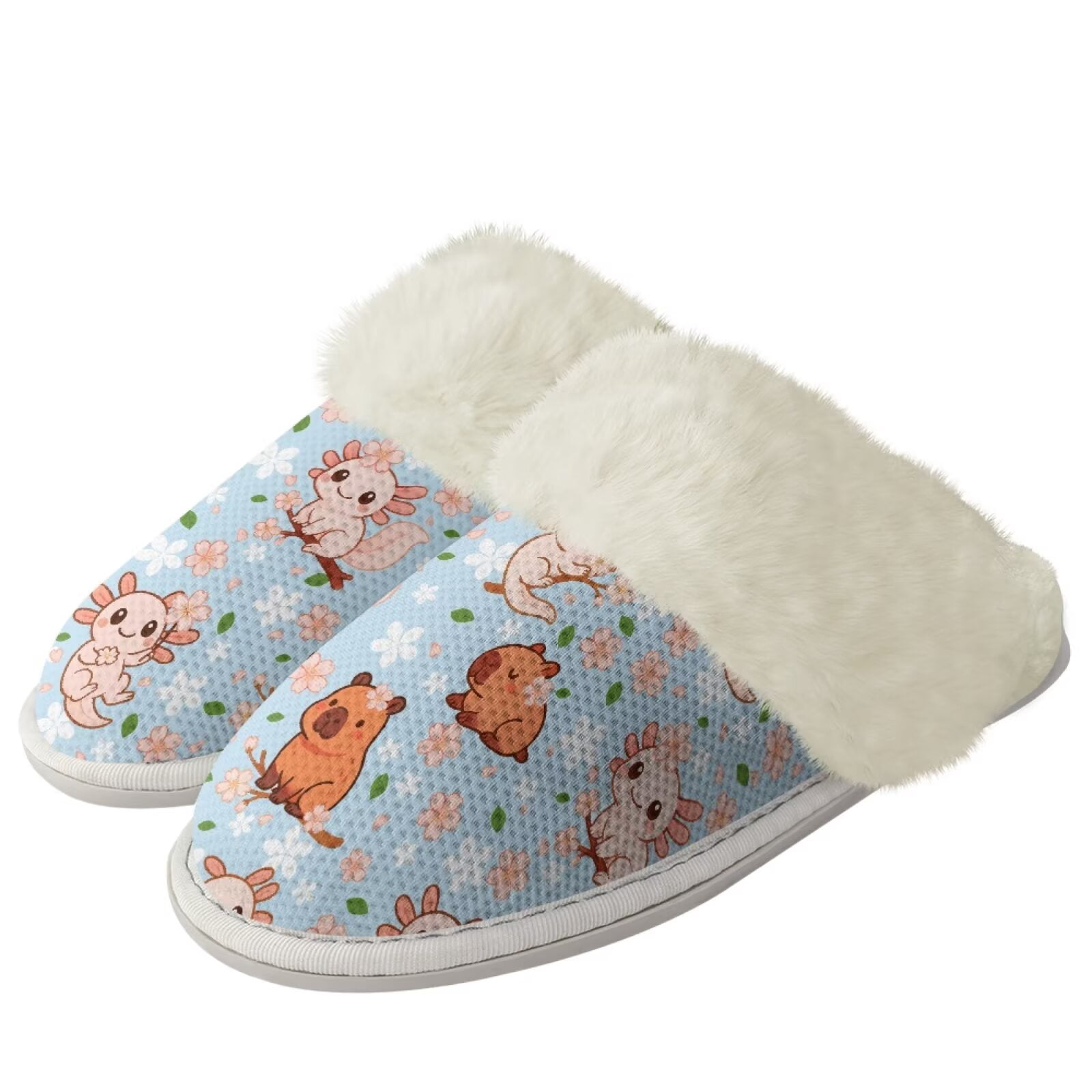 Chririnla Capybara Cotton House Shoes for Women Warm Cherry Blossom ...