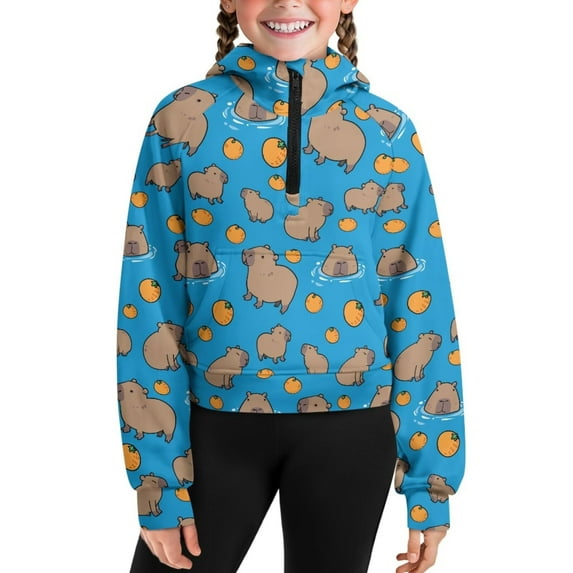 Chririnla Capybara Quarter Zip Up Sweatshirt Half Zip Sweatshirt with ...