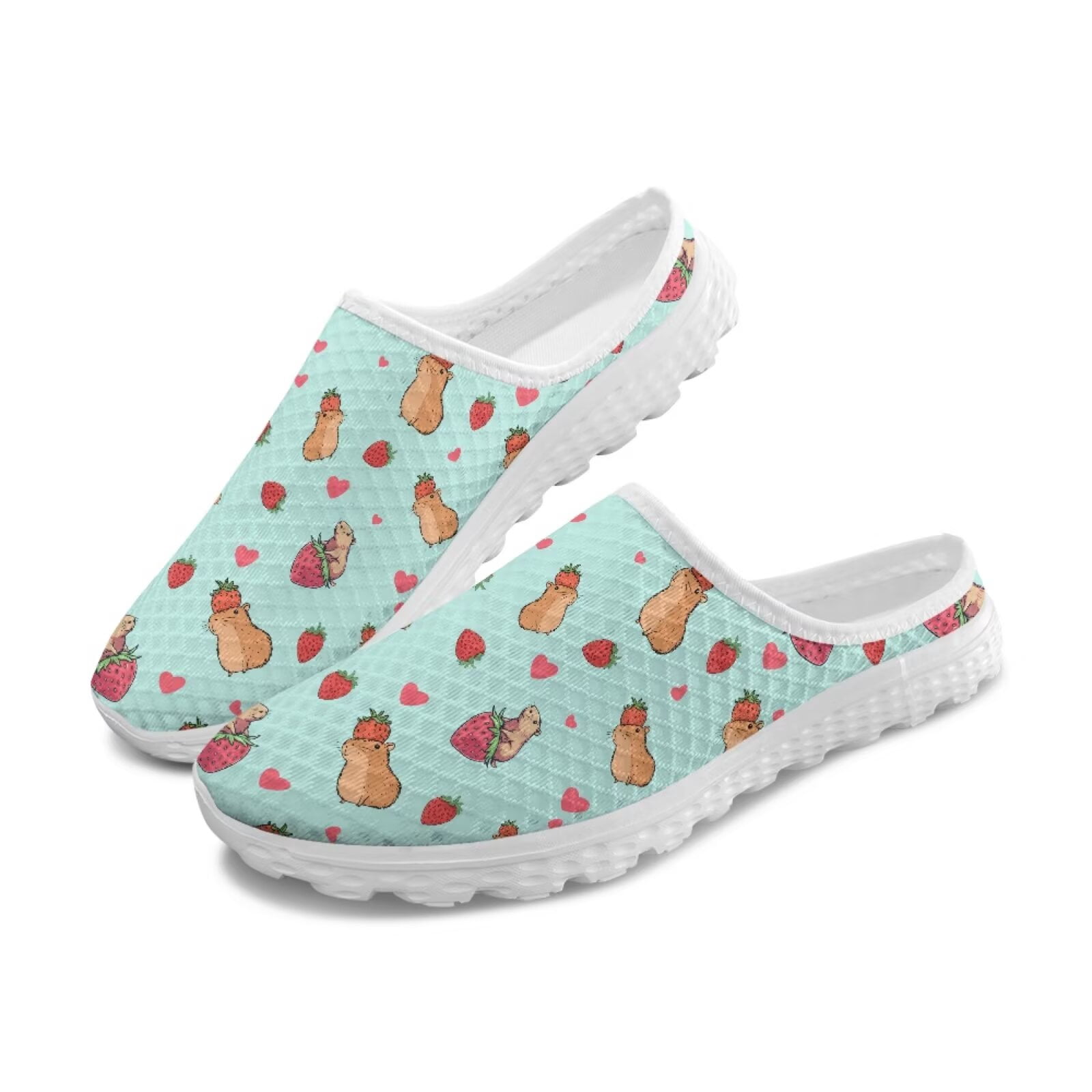 Chririnla Capybara Strawberry Heart Print Womens Shoes Mule Comfortable ...