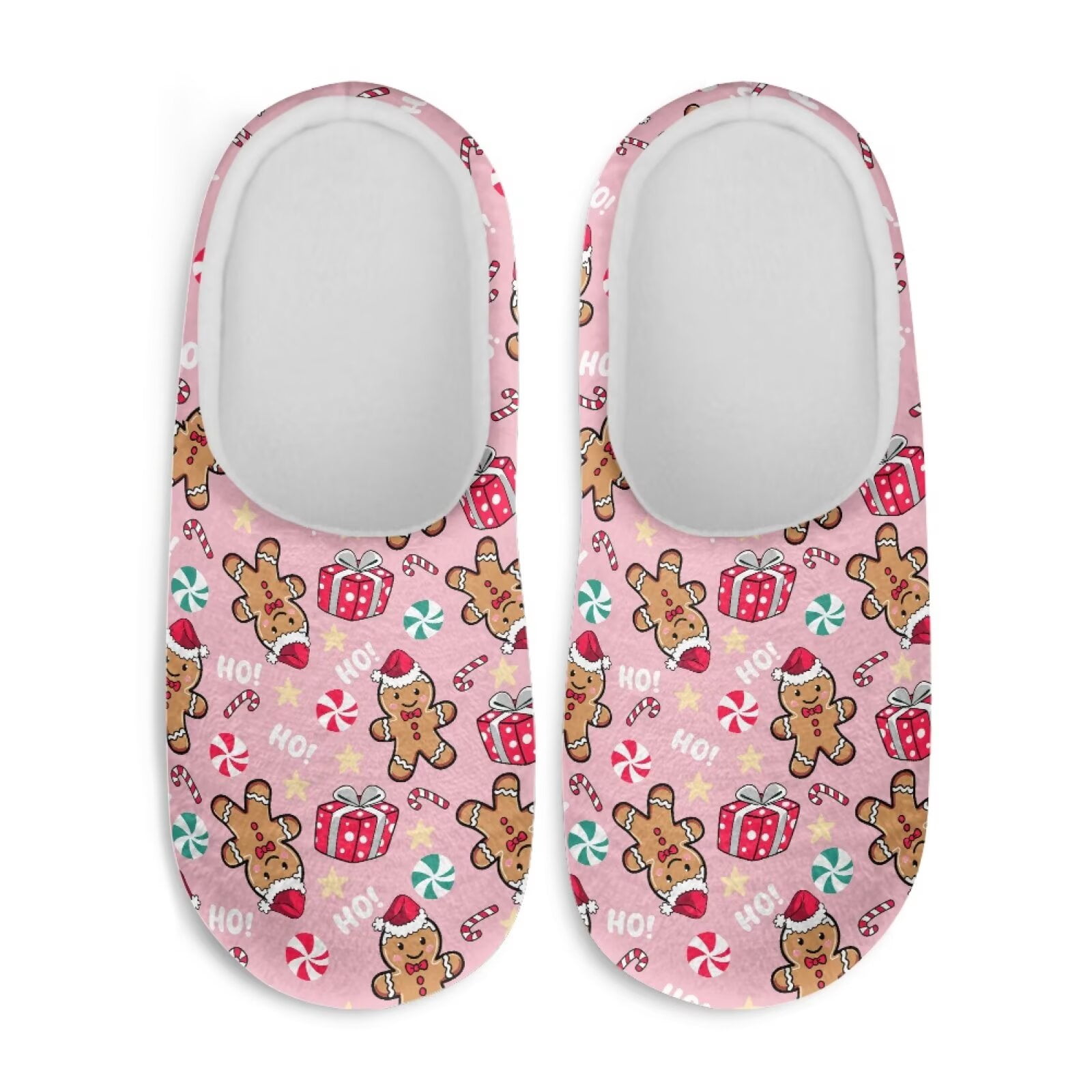 Chririnla Christmas Gingerbread Man Comfortable Gift Slippers Soft ...