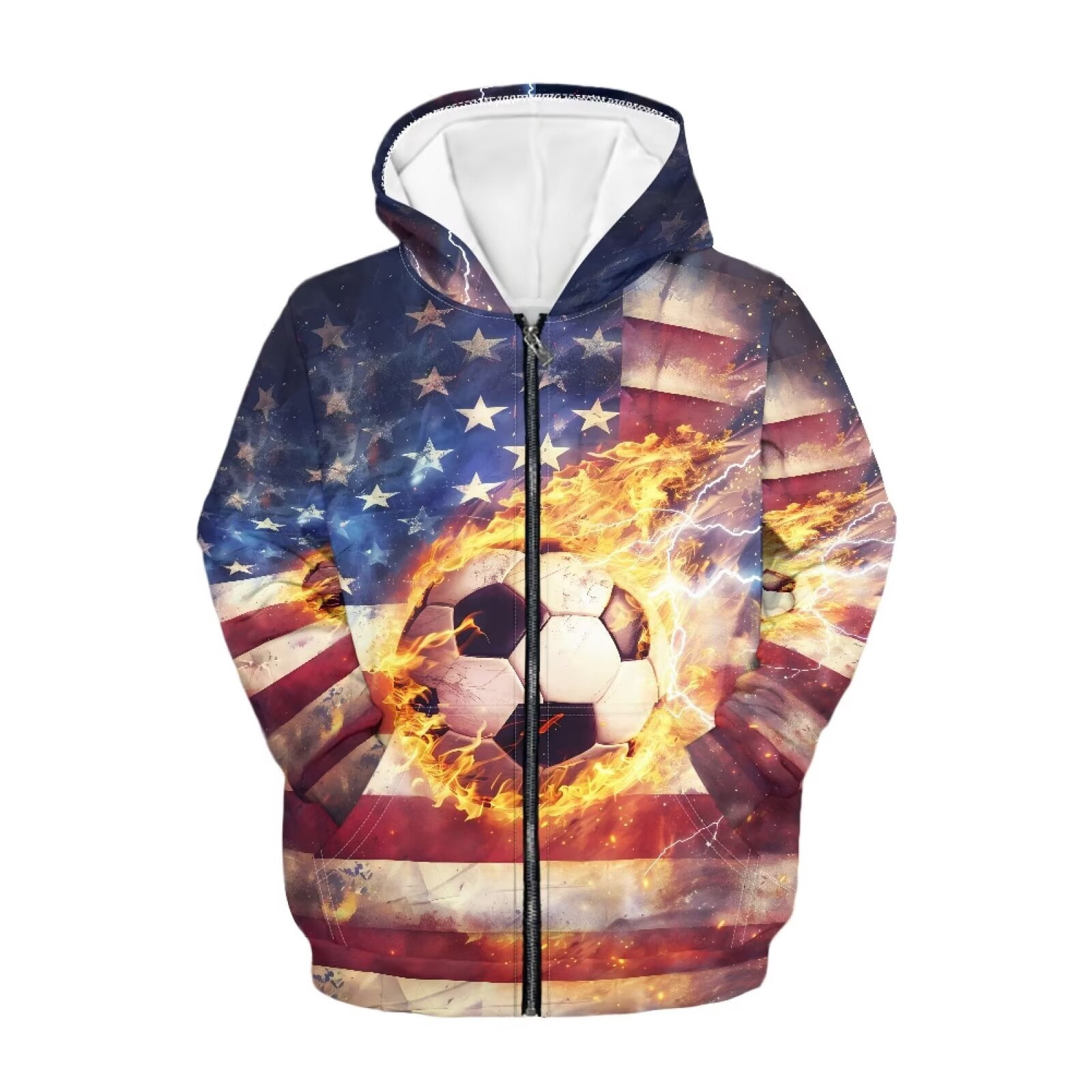 Chririnla Classic American Flage Soccer Flame Teen Girls Casual Hoodie ...