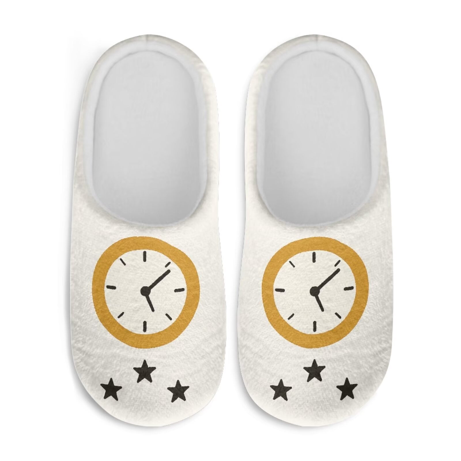 Chririnla Clock Star Anti-Slip Indoor Slippers Warm Fuzzy Plush Cozy ...