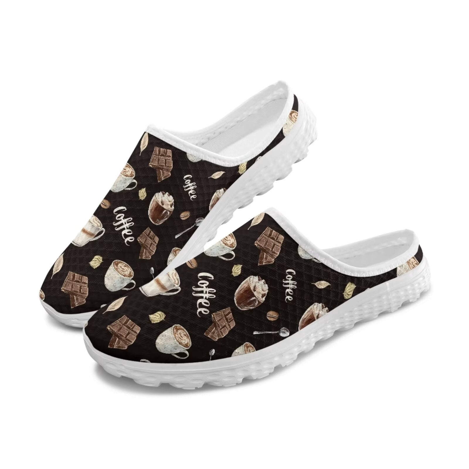 Chririnla Coffee Pattern Womens Shoes Mule Casual Comfortable Sport ...