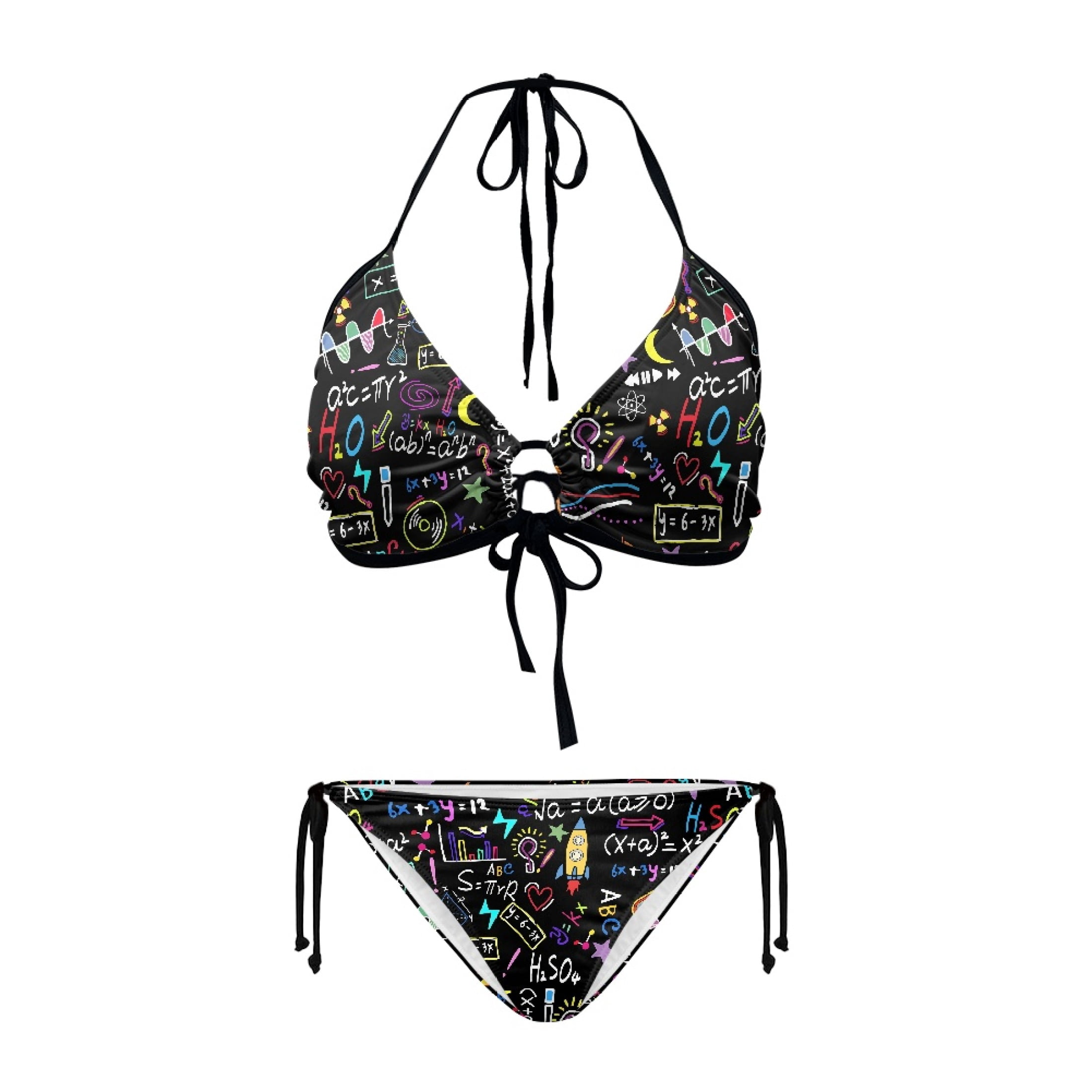 Chririnla Colorful Math Chaos Premium Fabric Bikini Set Halter Sexy XS ...