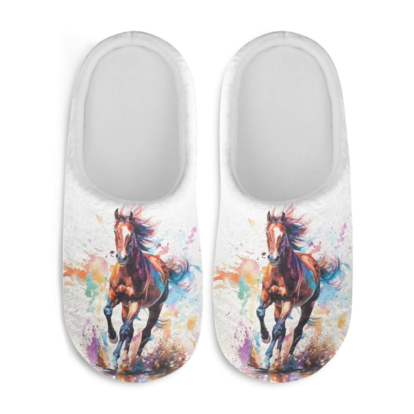 Chririnla Colorful Running Horse Womens Indoor Outdoor Slippers Non ...