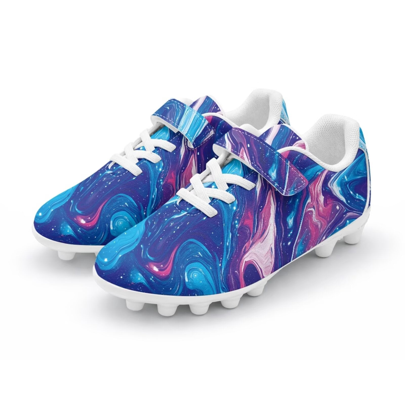 Chririnla Cosmic Nebula Pattern Soccer Shoes for Boys Soccer Cleats ...