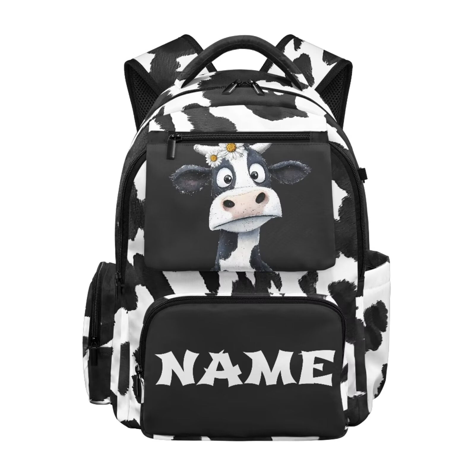 Chririnla Cow,Custom Name Printed School Bag for Kids,Large Capacity ...