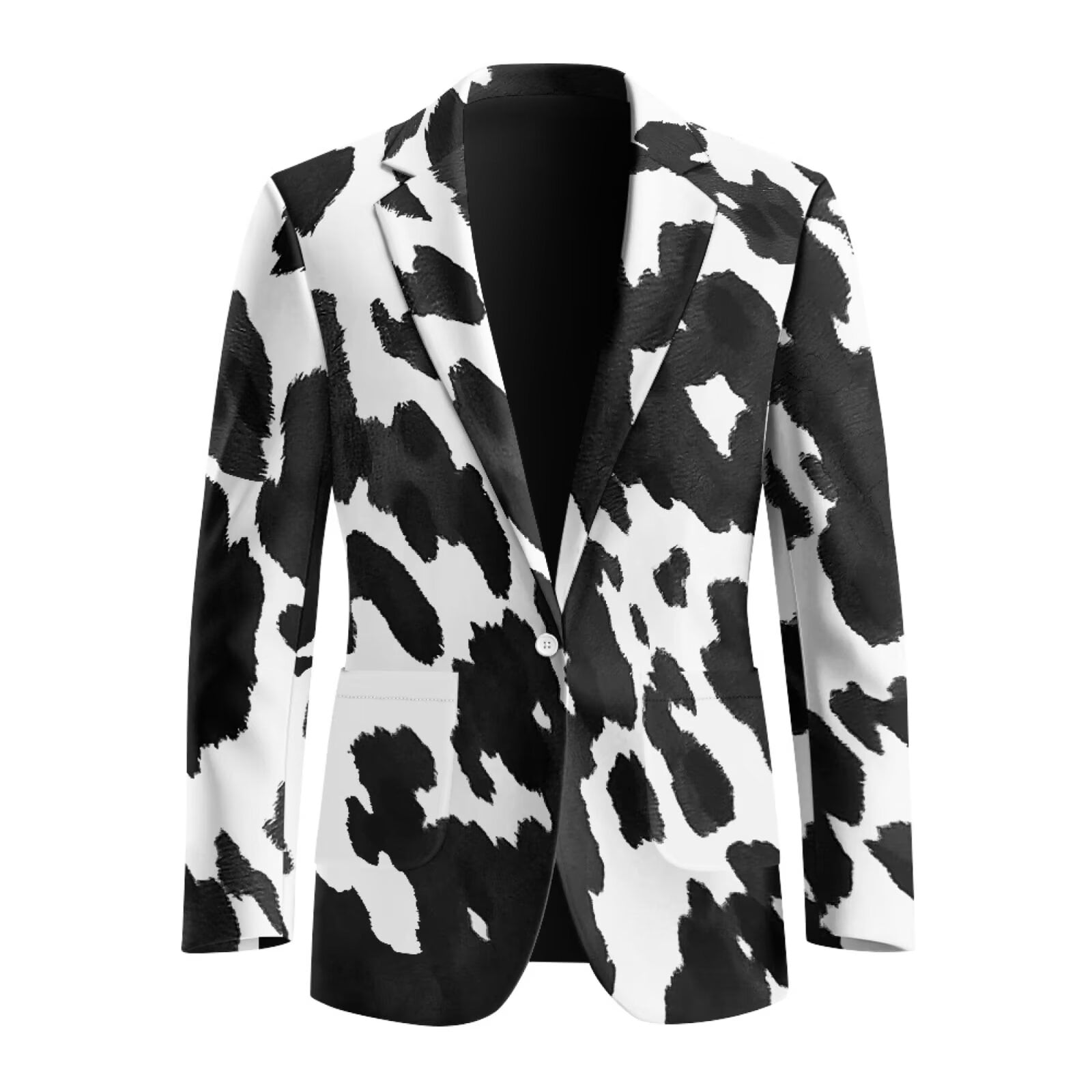 Chririnla Cow Skin Blazer for Men Casaul Slim Fit Business 1 Button ...