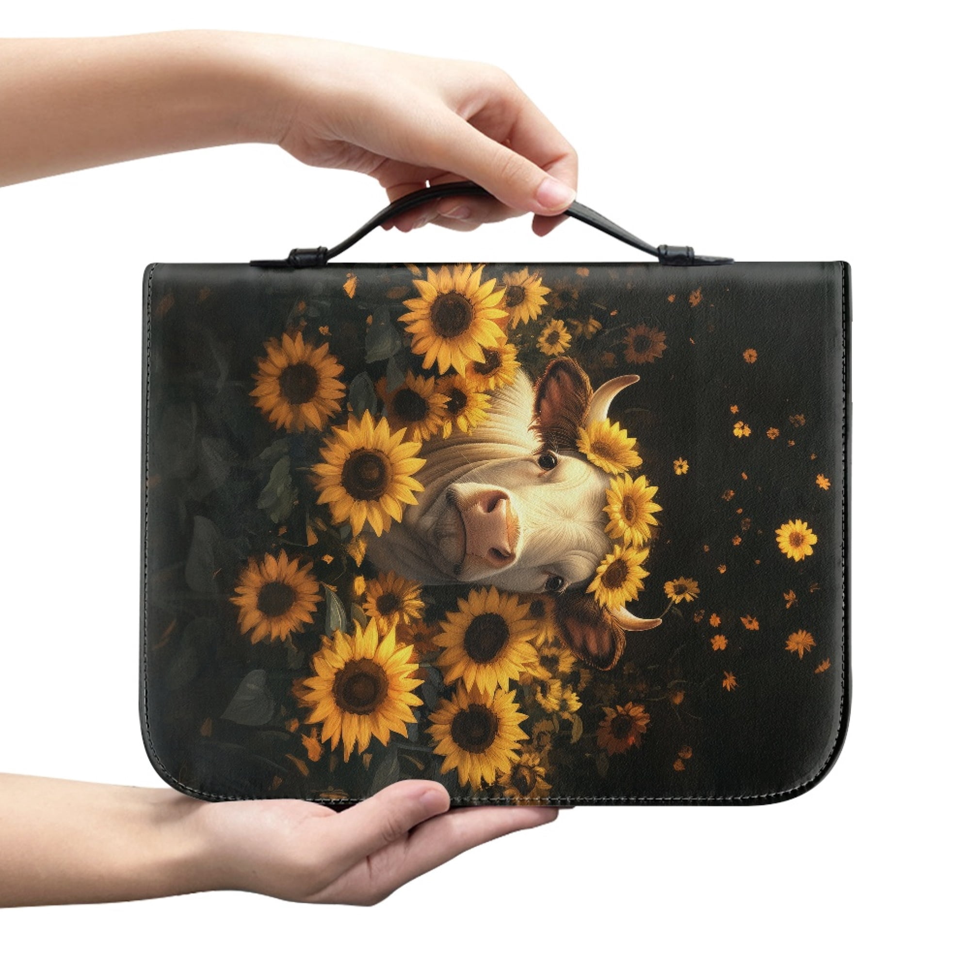 Chririnla Cow Sunflowers Print Functional Bible Storage Case for Women ...