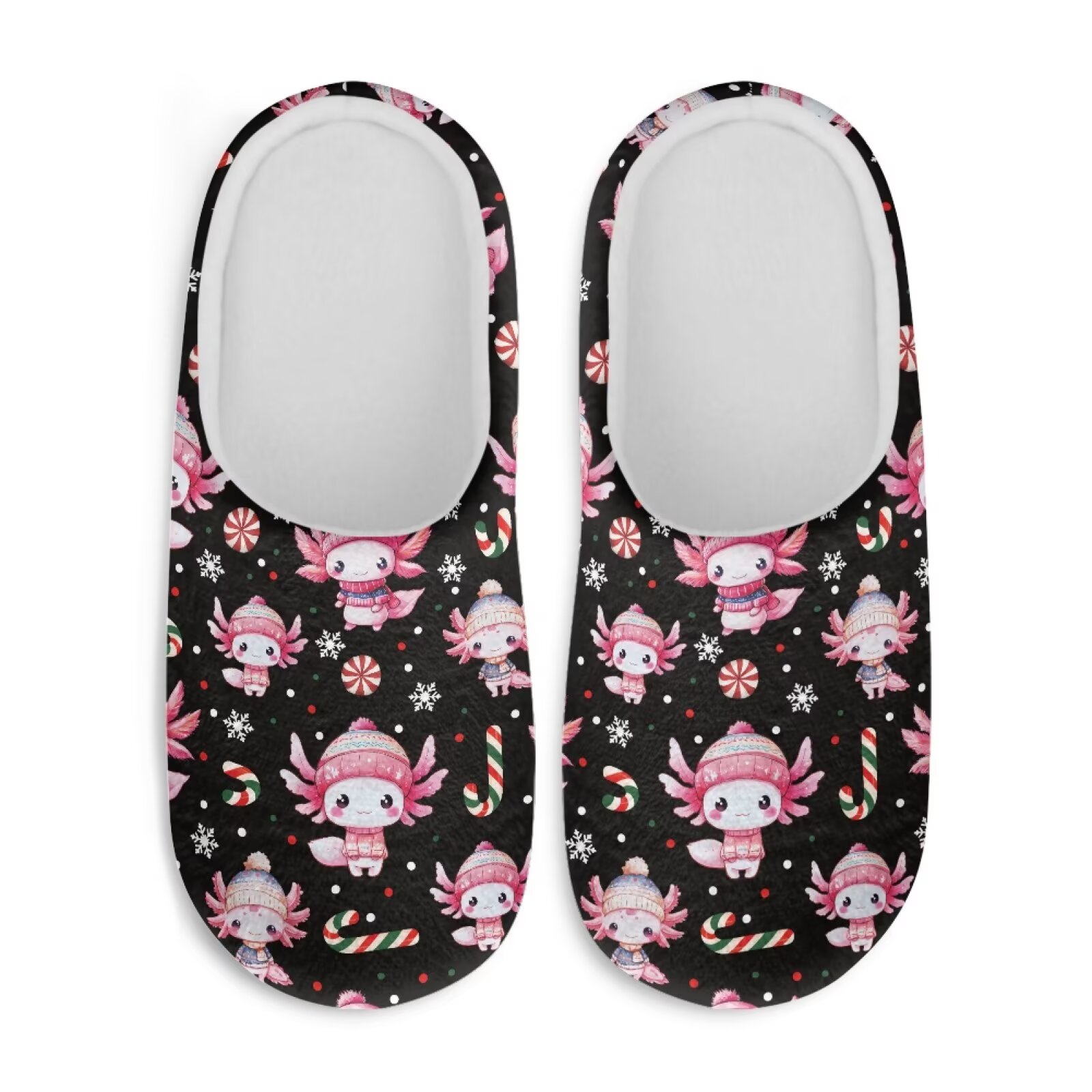 Chririnla Cute Axolotl Snowflake Indoor House Slippers Anti-slip Non ...