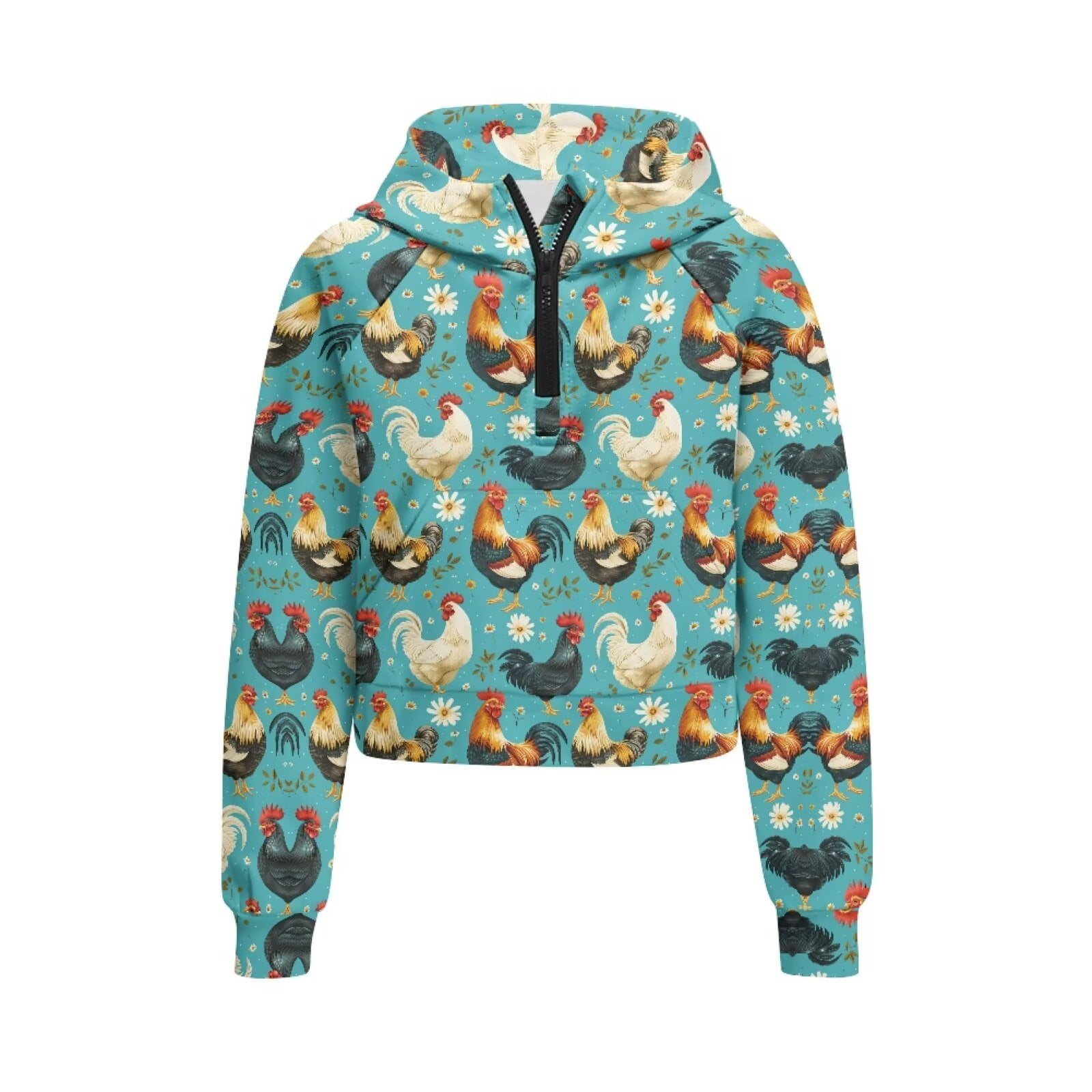 Chririnla Daisy Rooster Pattern Quarter Zip Up Sweatshirts for Kids ...